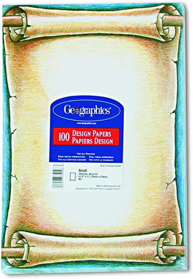 Geographics Design Paper, Scroll, 24 lb, 8.5 x 11 Inches, 100 Sheets ...