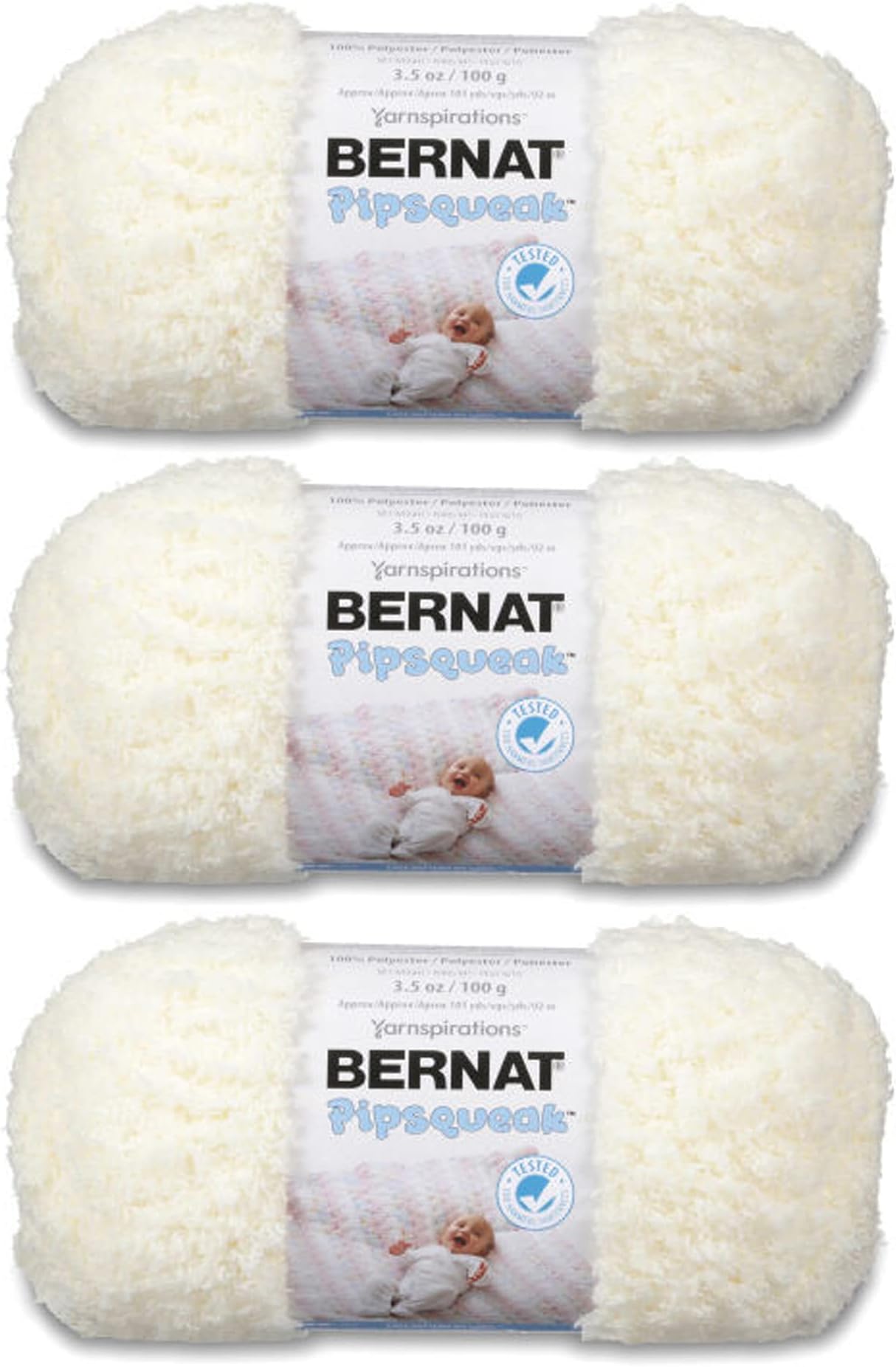 Amazon.com: Bernat Pipsqueak Yarn (3-Pack) Vanilla 162059-590083