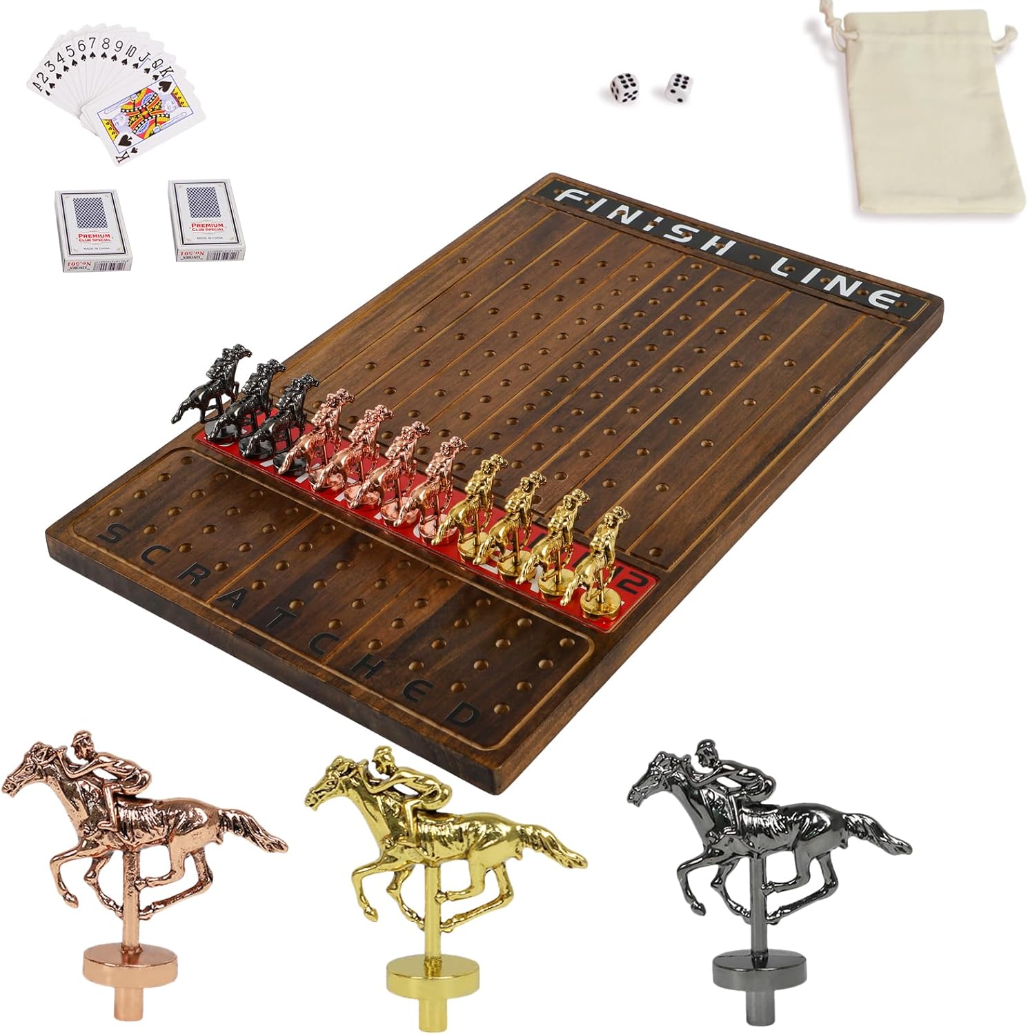 Amazon.com: Jyquorp Horse Race Board Game Racing Game Thickened Solid ...