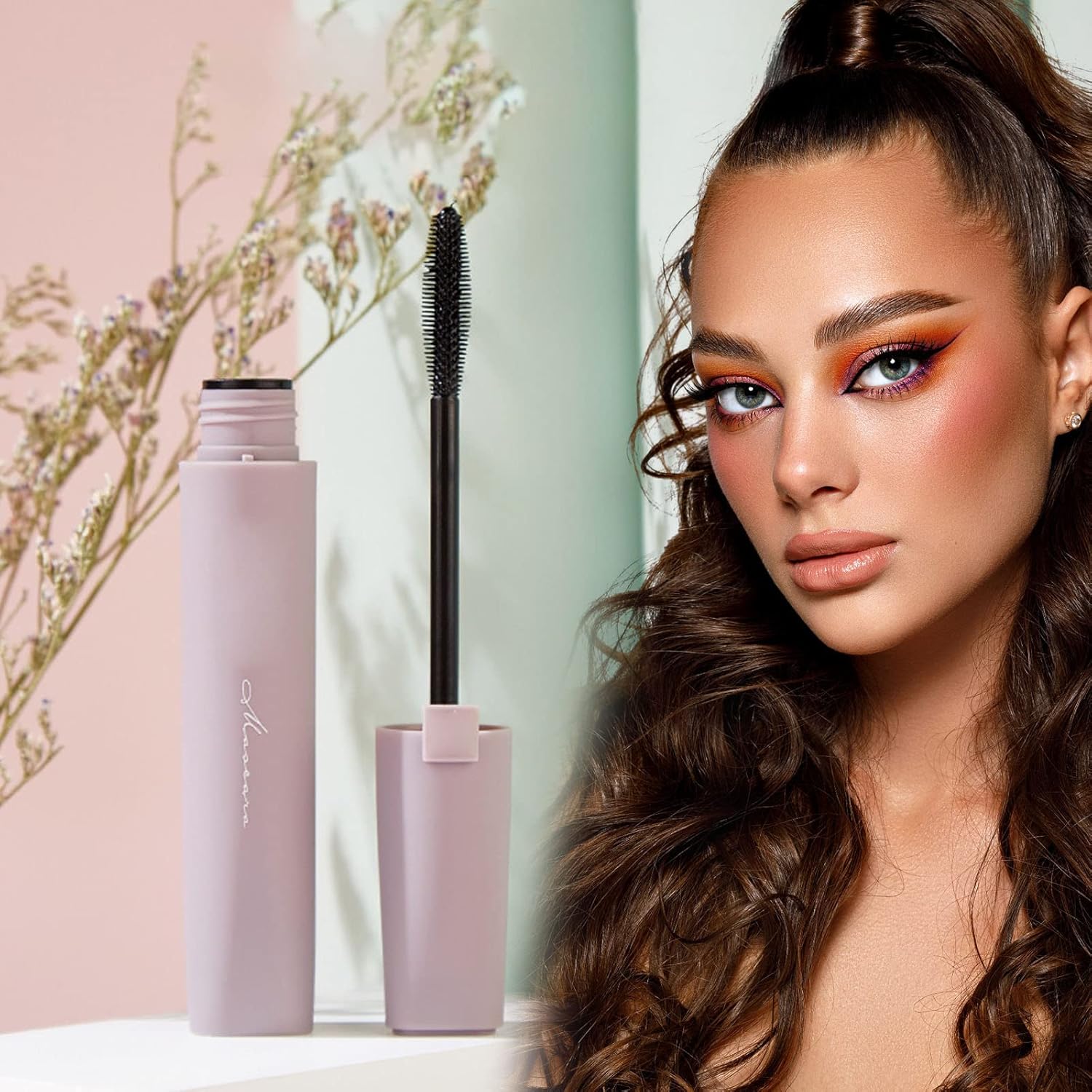 Rímel telescópico mini para mujer, rimel largo negro, natural, rizado ...