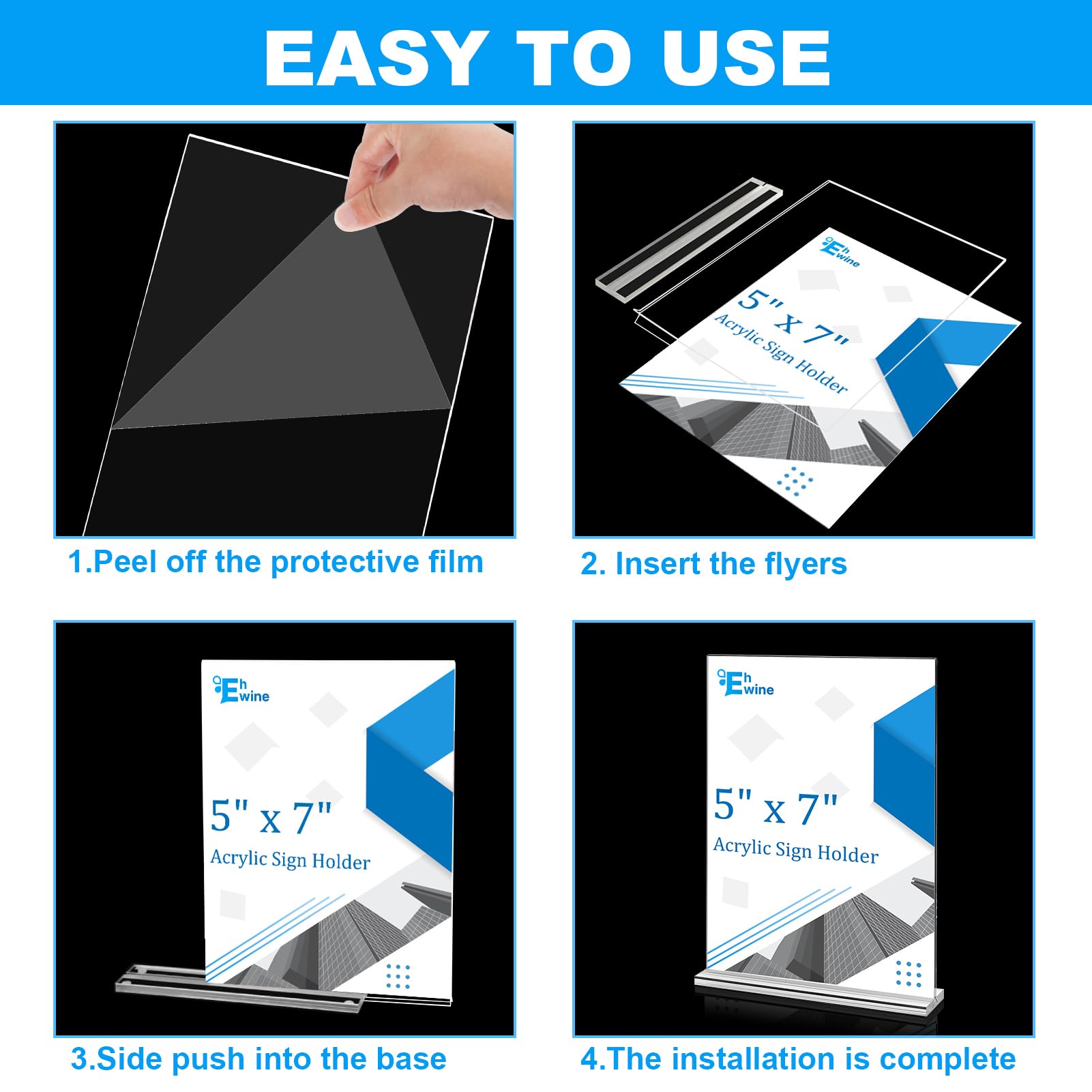 Snapklik.com : 16 Pack Acrylic Sign Holders - 5 X 7, Double-Sided Stand ...