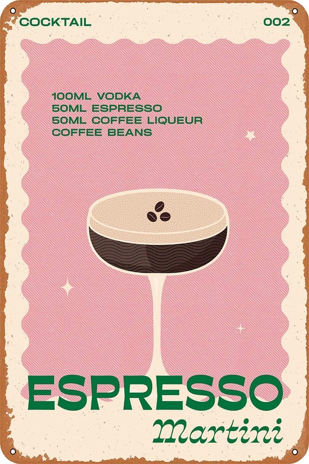 Amazon.com: Retro Cocktail Espresso Martini Metal Signs Wall Art Pub ...