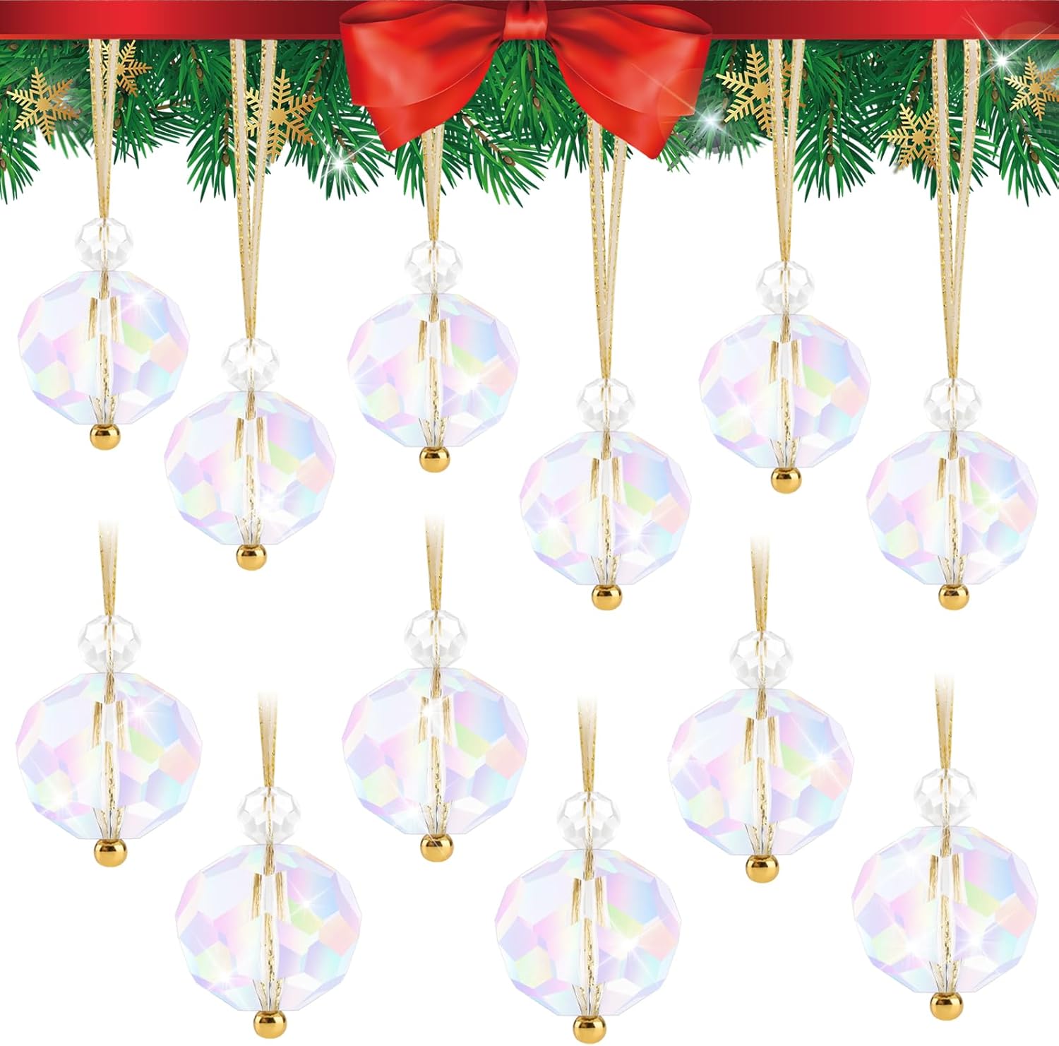 12PCS Christmas Tree Crystal Ball Ornaments, Kalolary 30mm Mini ...