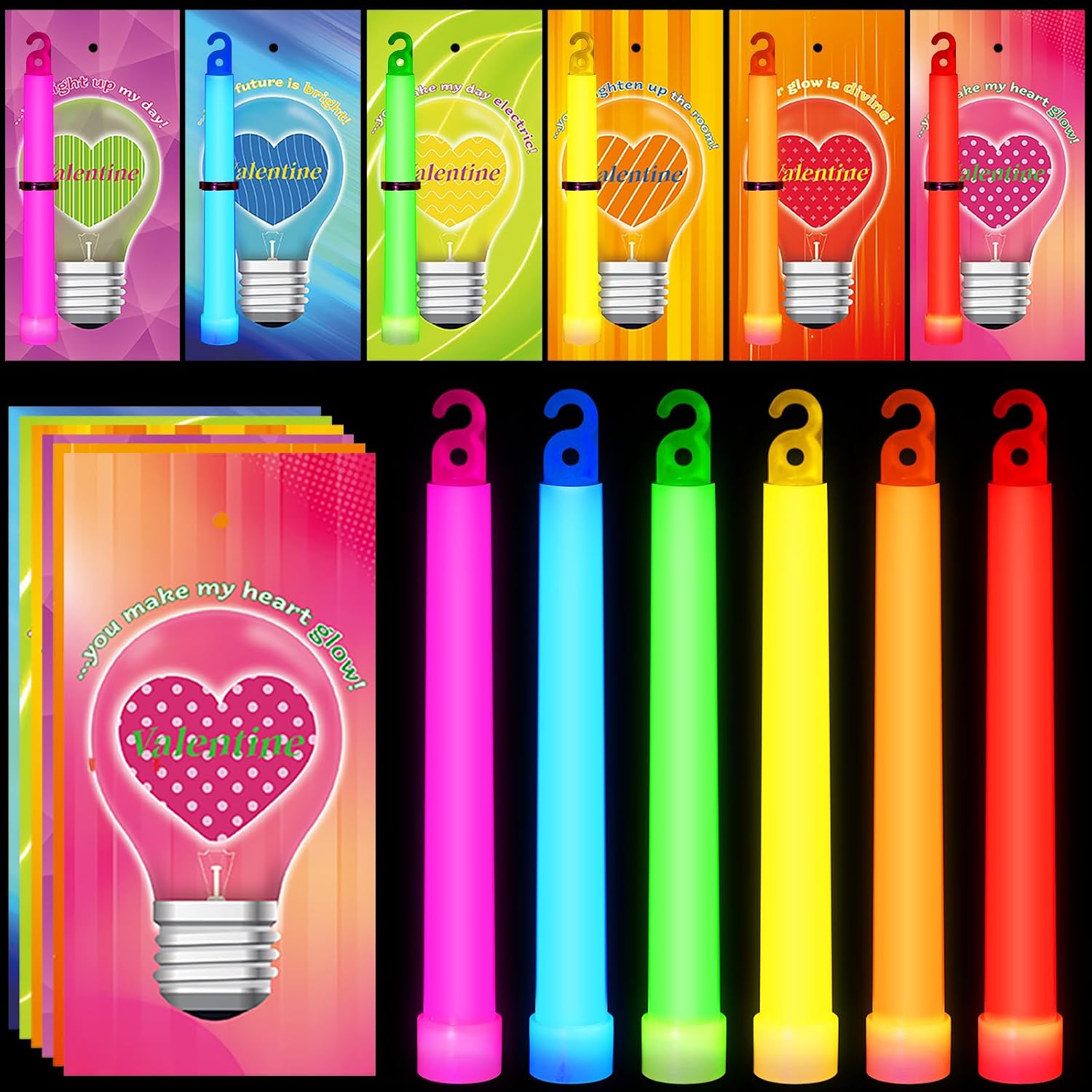 Amazon.com: RoundFunny 36 Packs Valentines Day Gift Cards with Bright ...