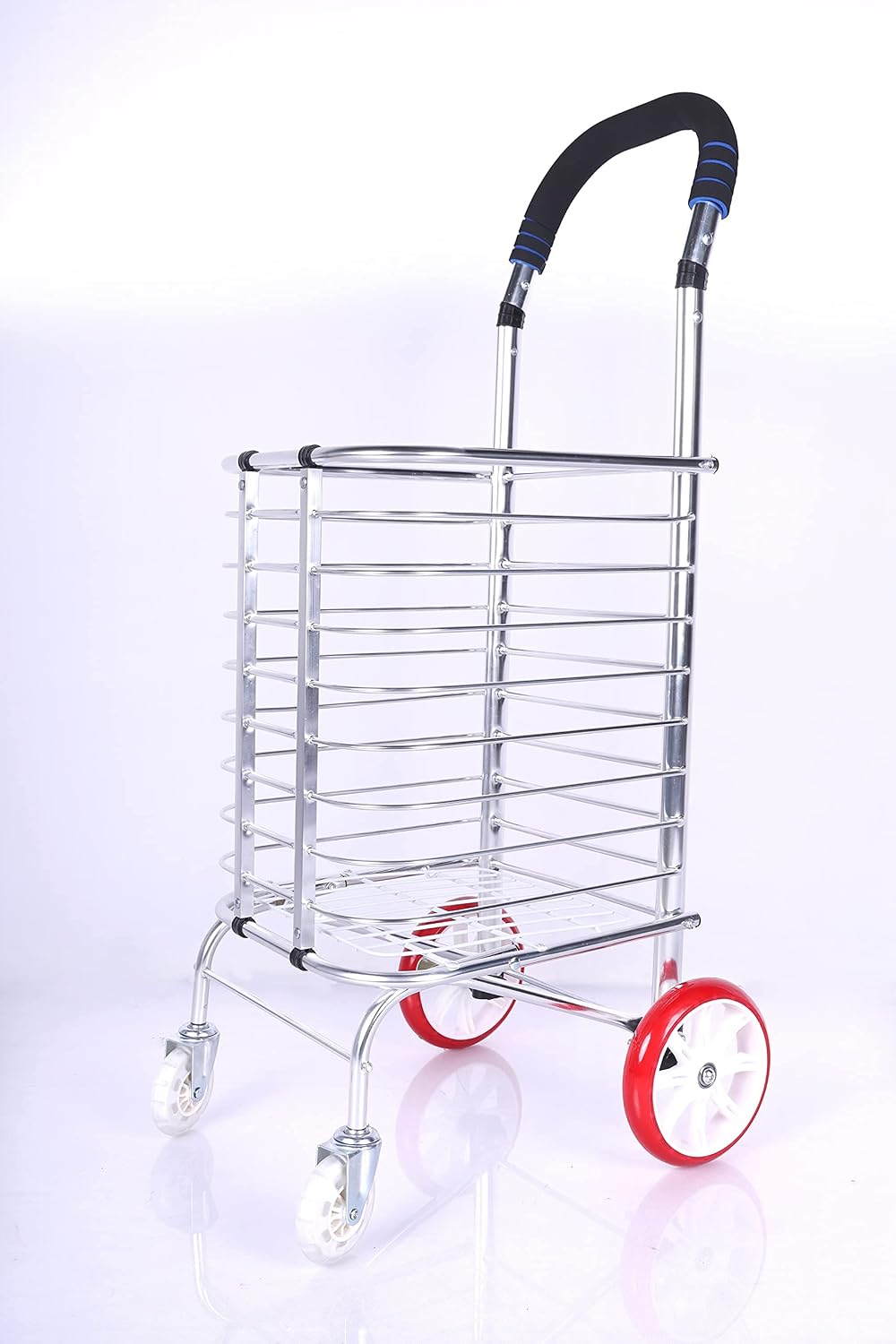 4tens Portable Aluminum Folding Utility Grocery Foldable Cart Trolley ...