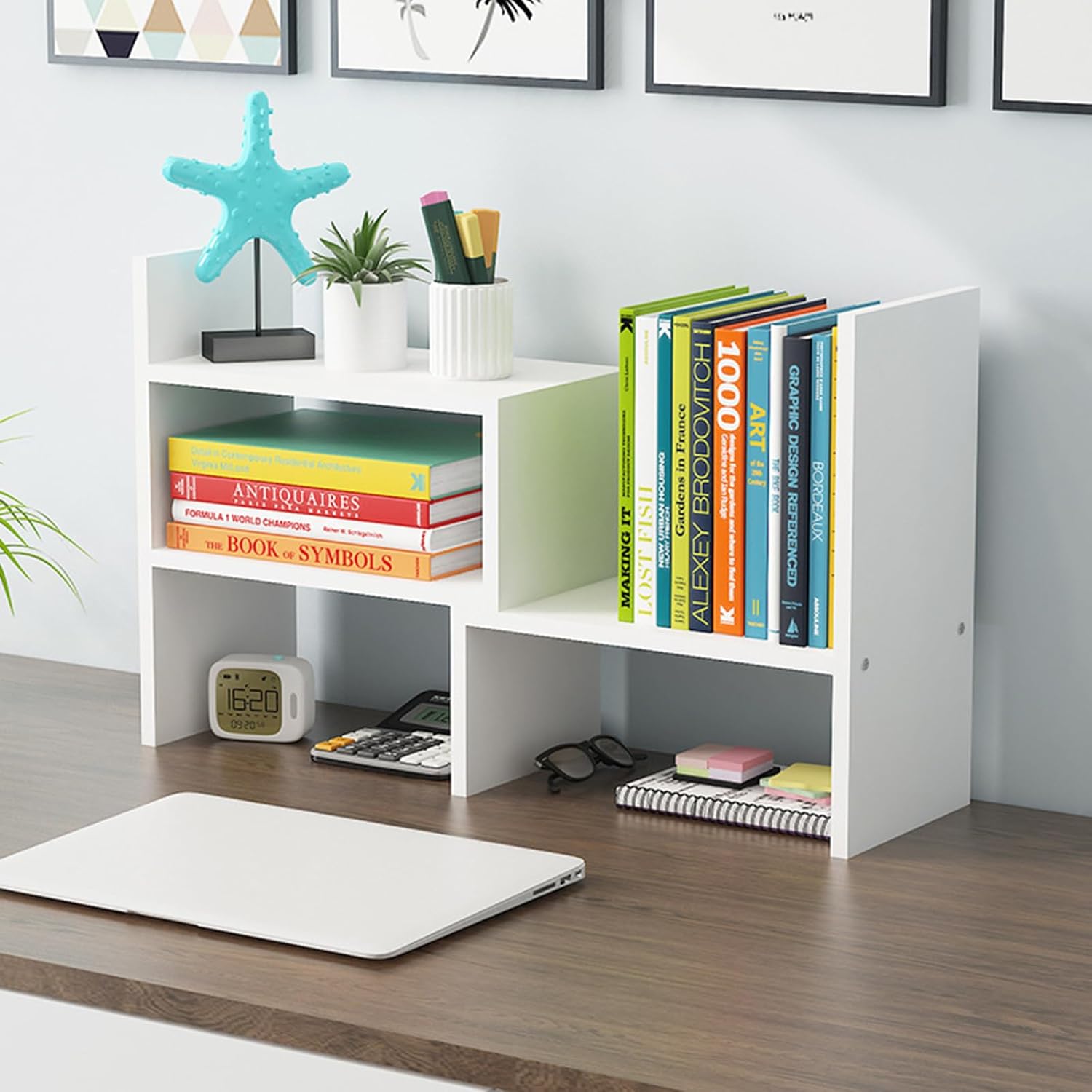 Dyserbuy Desk Shelf, Adjustable Desktop Bookshelf, Small Book Shelf ...