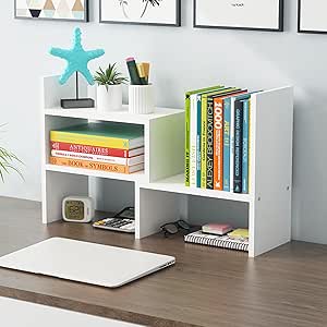 Dyserbuy Adjustable Desktop Bookshelf, Expandable Wood Desktop Office ...