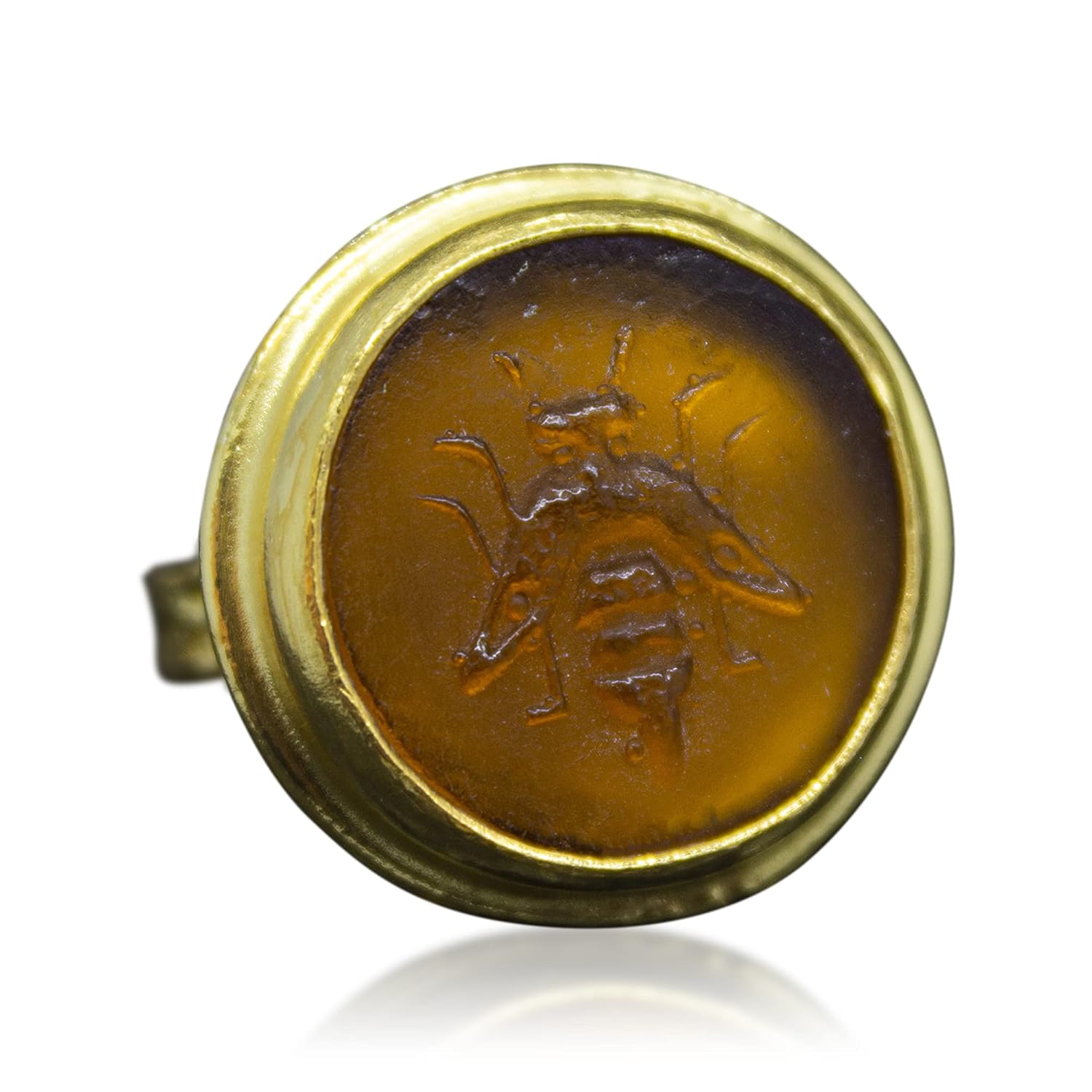 Amazon.com: Honey Bee Greek Intaglio Glass Ring | 925 Sterling Silver ...