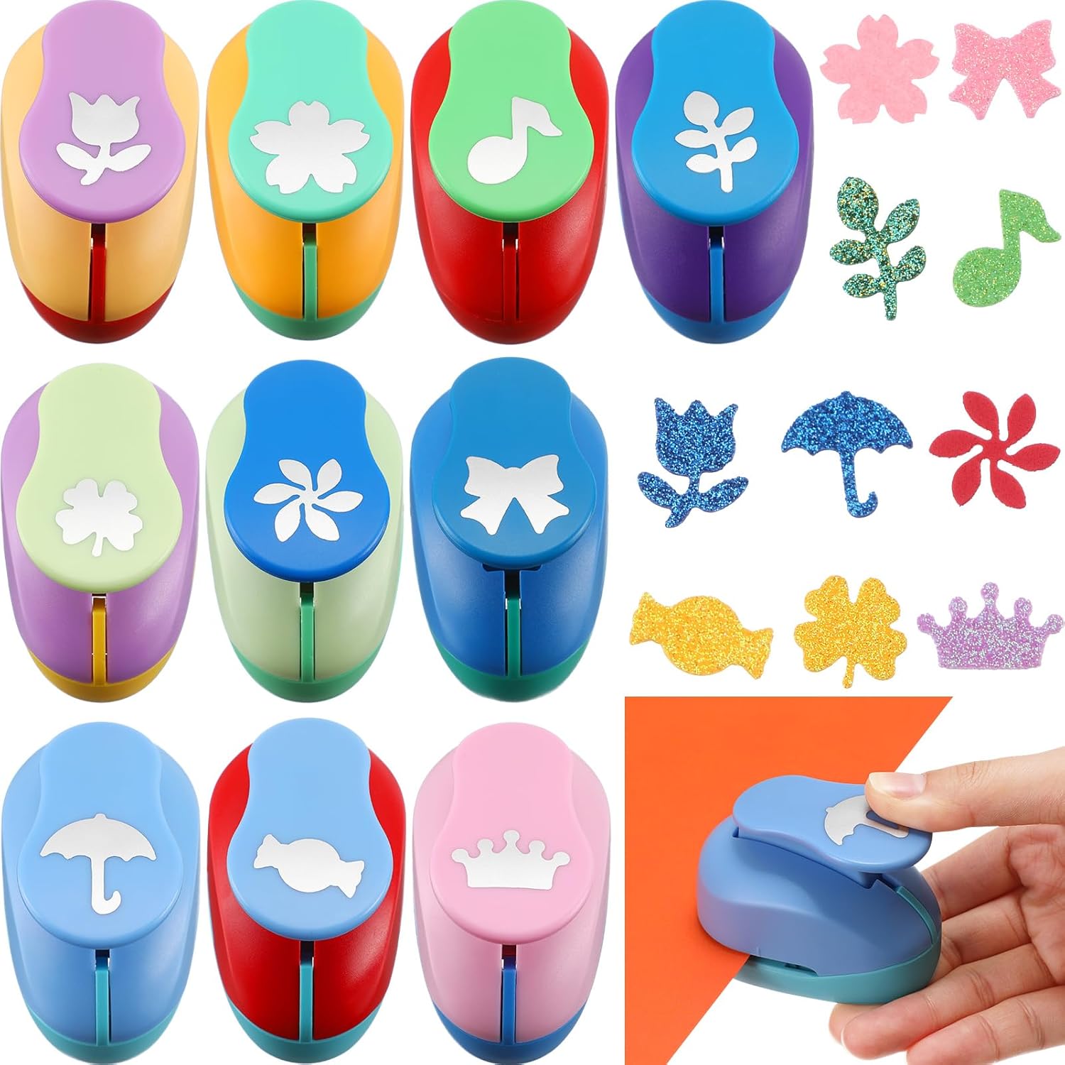 Amazon.com: Harloon 10 Pcs Craft Hole Punch Shapes 1 Inch Paper Punch ...