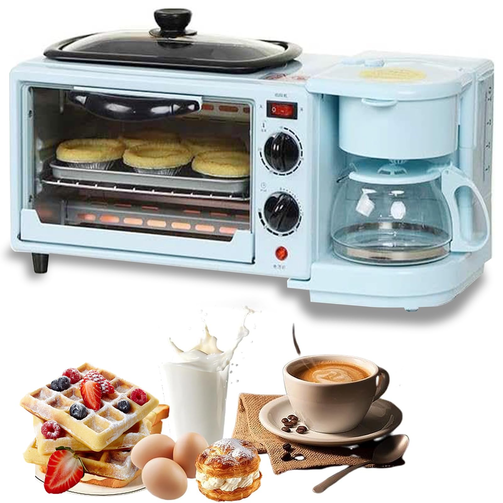 3-In-1 Breakfast Station, Electric Multifunctional Breakfast Machine ...