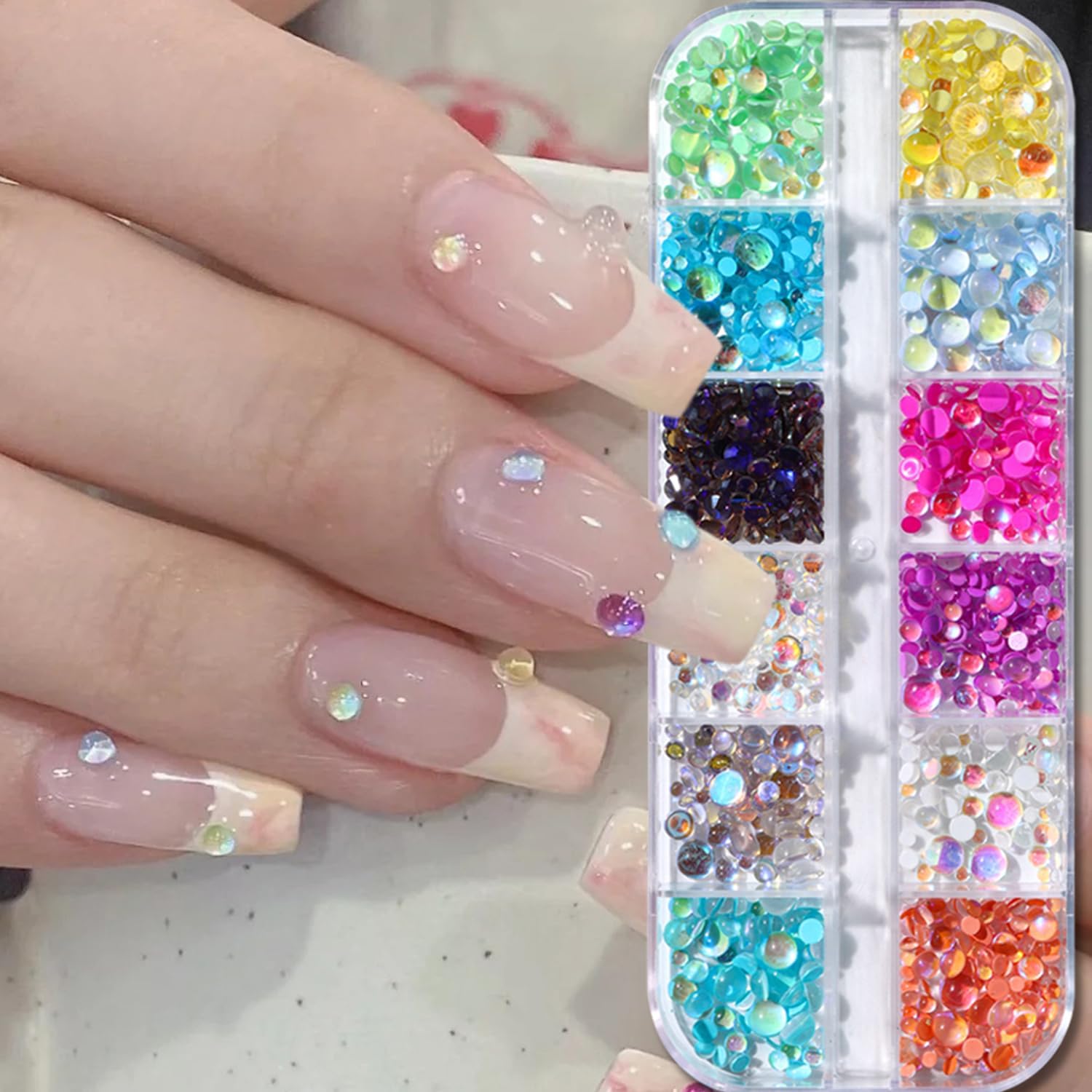 Amazon.com: 3D Bubble Nail Art Beads,12Color/Set Mixed Crystal Mermaid ...