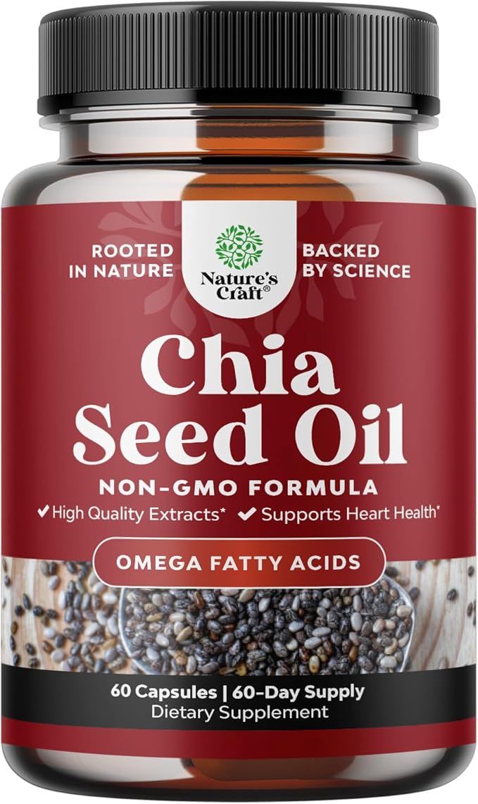 Amazon.com: Chia Seed Oil Extract Capsules - Plant Based Omega 3 6 9 ...