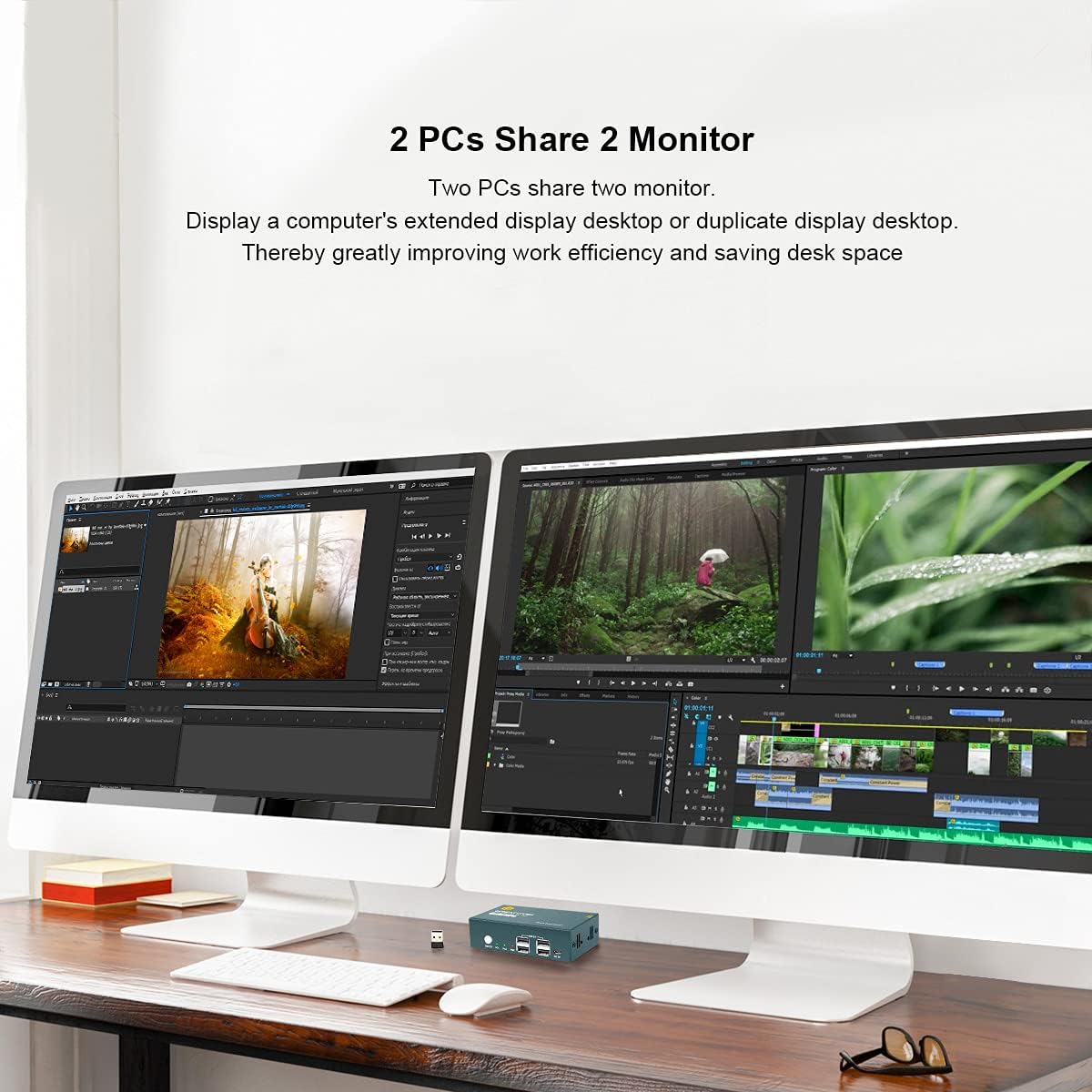 Dual Monitor KVM Switch DisplayPort 4K@60Hz DP 2 Port,KVM Switches 2 PC ...