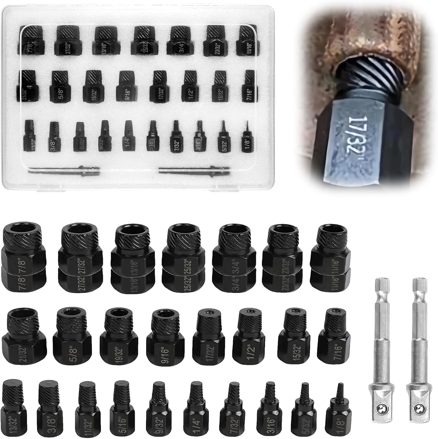 Dayinkes 27PCS Screw Extractor Set, Broken Head Bolt Screw Cap ...