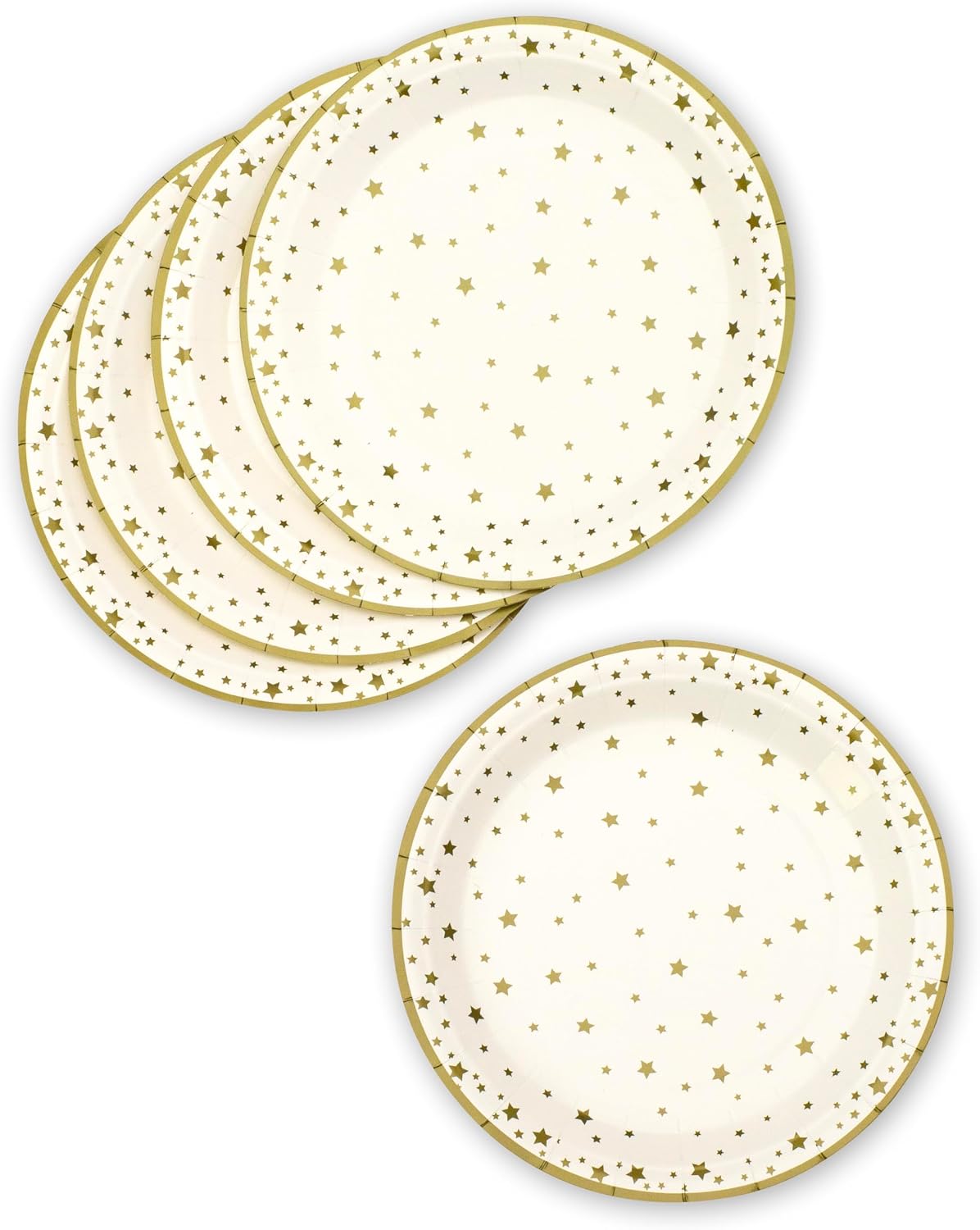 PUKKA party Christmas Star Plates – 8 Printed Gold Effect Disposable ...