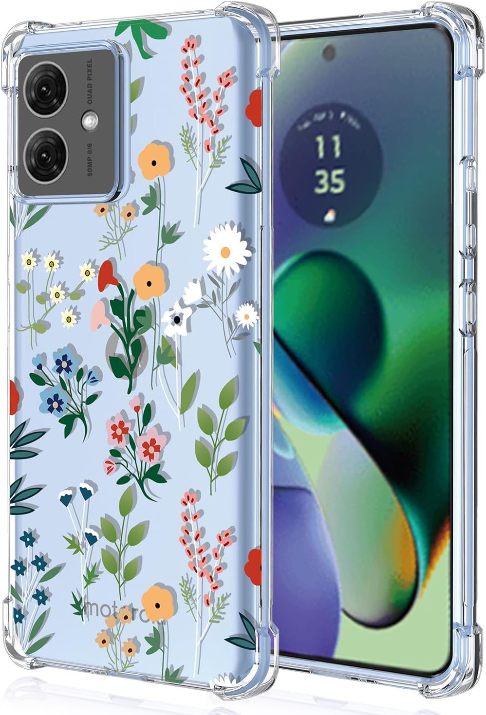 XINYEXIN Clear Case for Motorola Moto G54 Flowers Floral Pattern Design ...