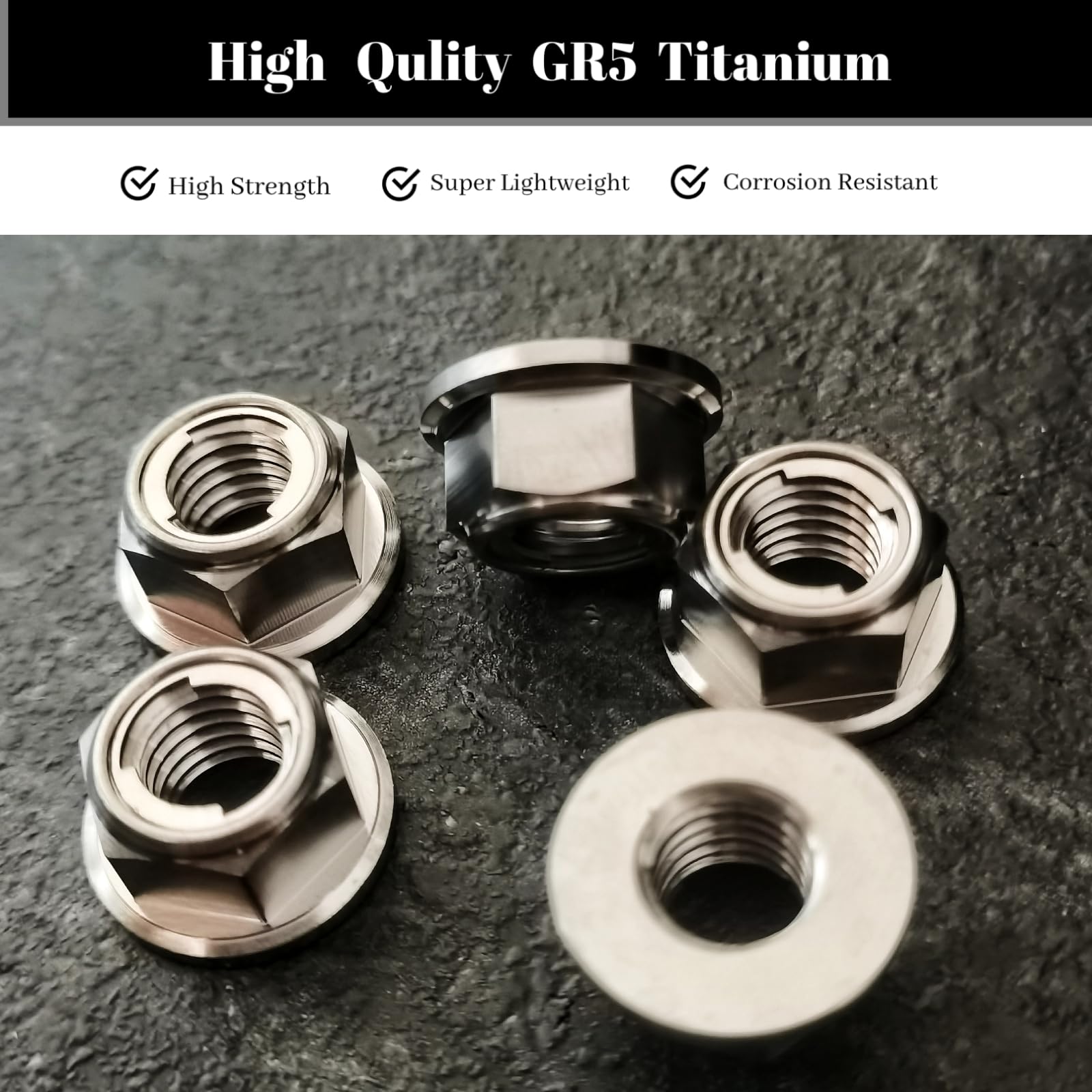 Nut Powder RISON-Titanium Titanium Flange Lock Nut Pack Of 5 (M3, Black ...