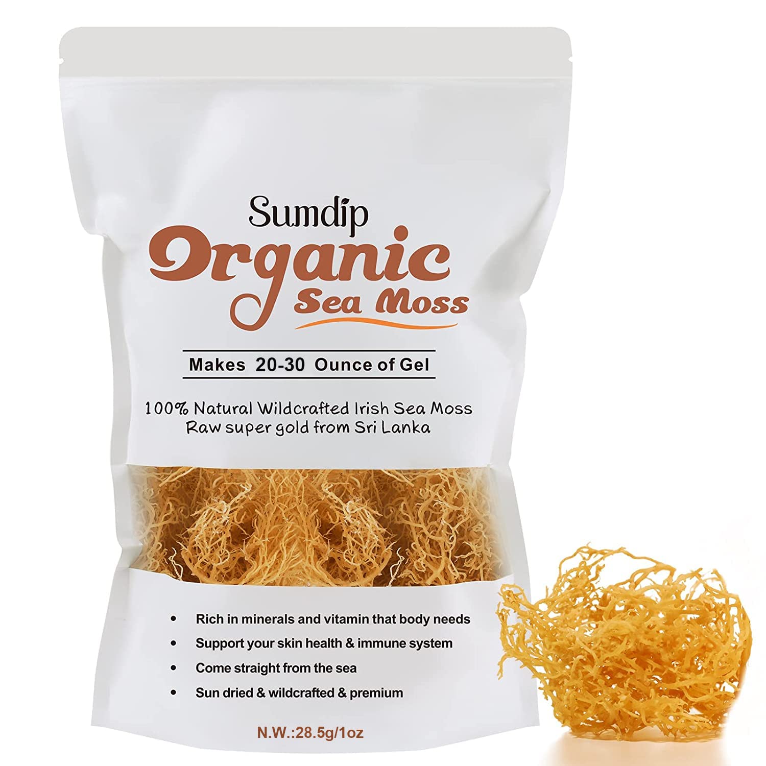 Amazon.com : Sea Moss Raw Organic 1oz Wildcrafted Sea Moss Makes 30 ...