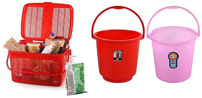 Cello Multimate Jumbo Plastic Utility Basket, Red&Cello Plastic Frosty ...