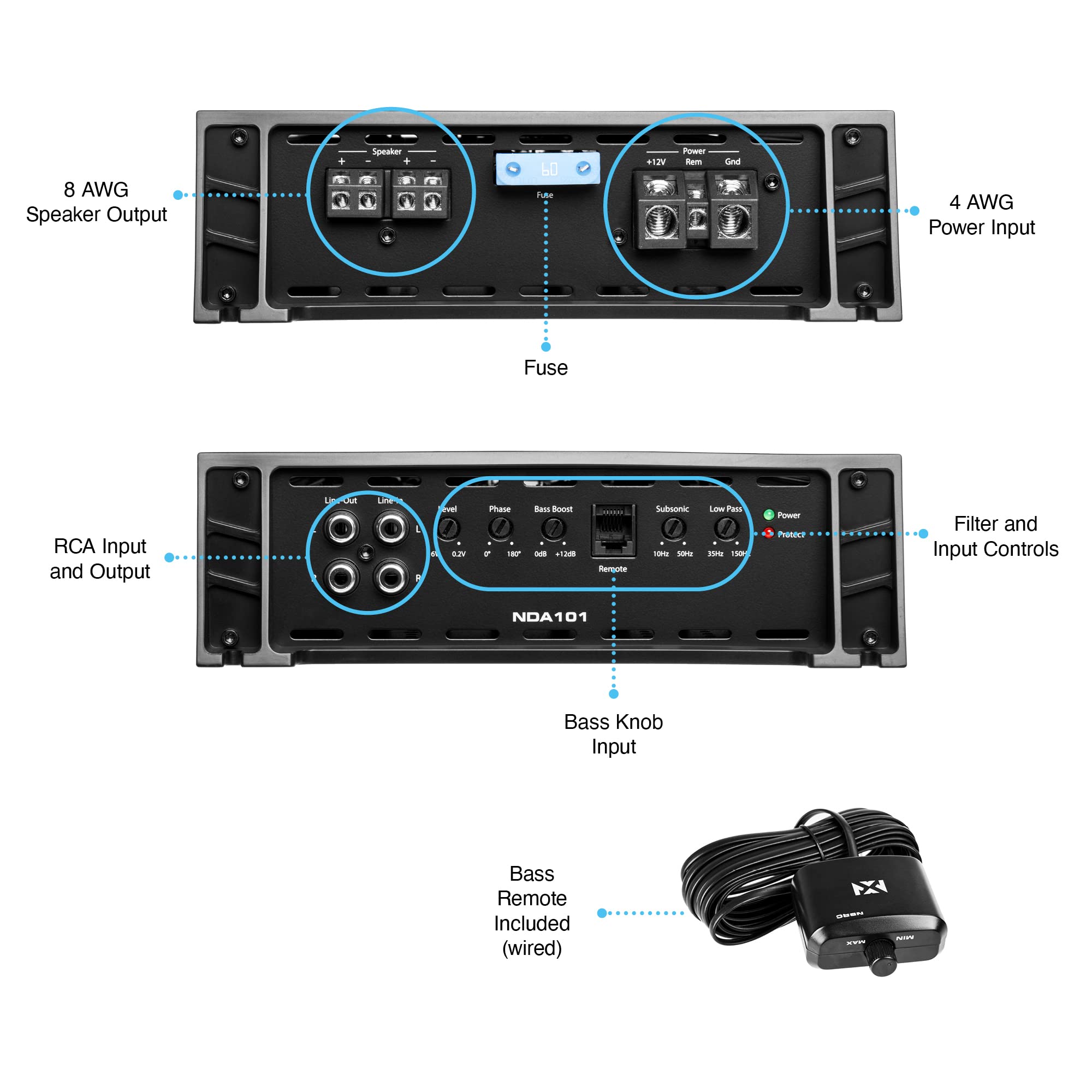 Snapklik.com : NVX NDA101 1000W MAX Power (500W) RMS N-Series Class-D 1 ...