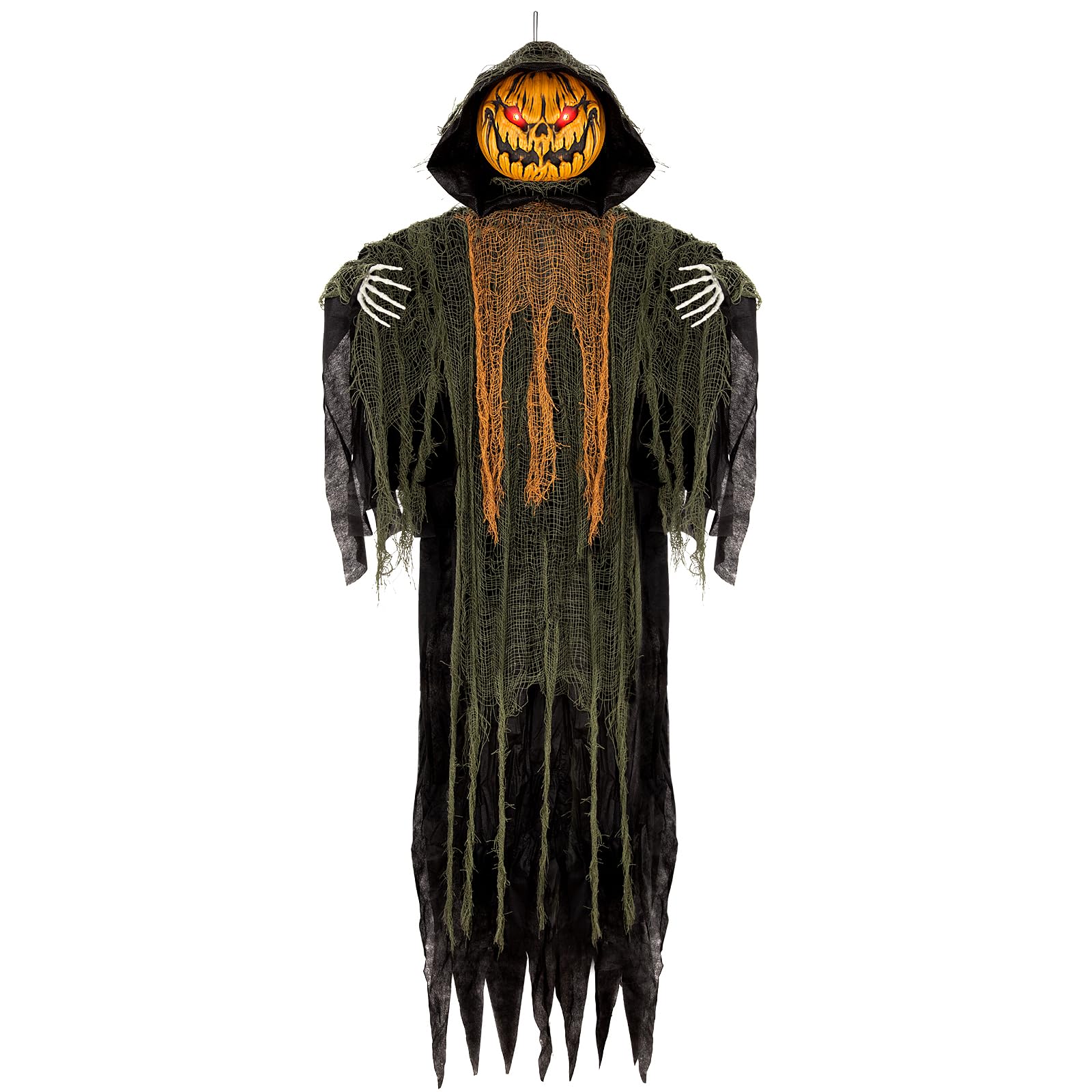 Amazon.com: 59” Halloween Hanging Animatronics Pumpkin Decoration with ...