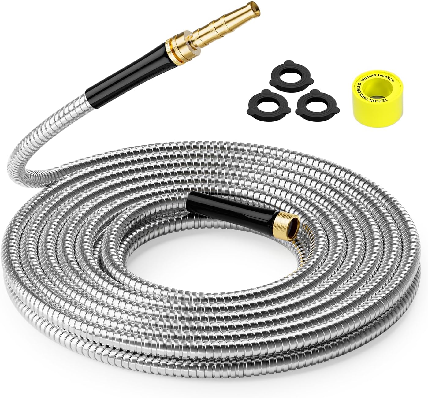 Amazon.com : SPECILITE 50ft 304 Stainless Steel Garden Hose + Male to ...