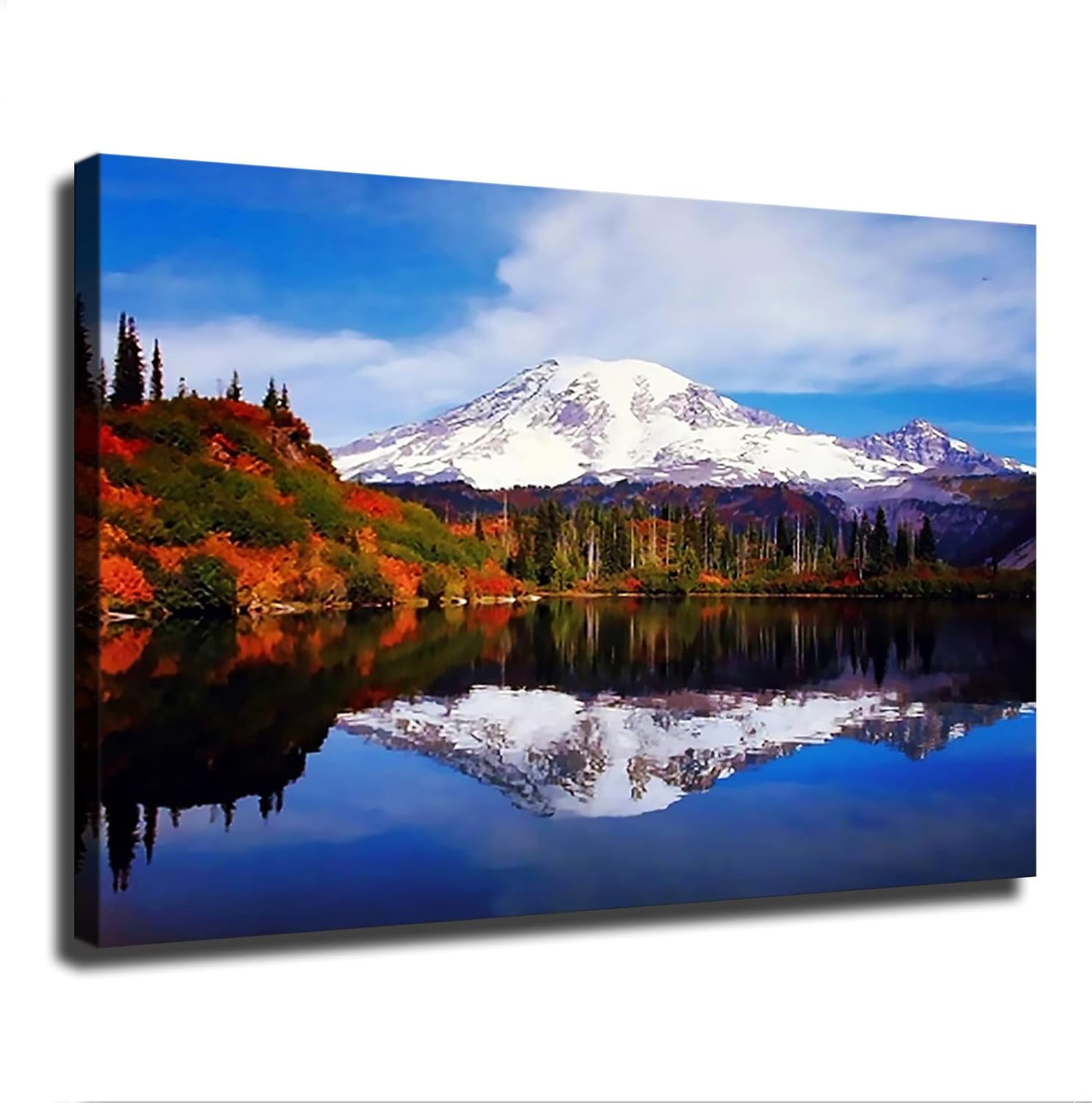 Amazon.com: Mount Rainier Lake Reflection Landscape with Snow Mountain ...