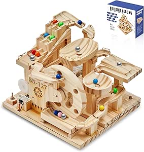 Amazon.com: Losbenco Wooden Marble Run Electric Motorized, Electric ...