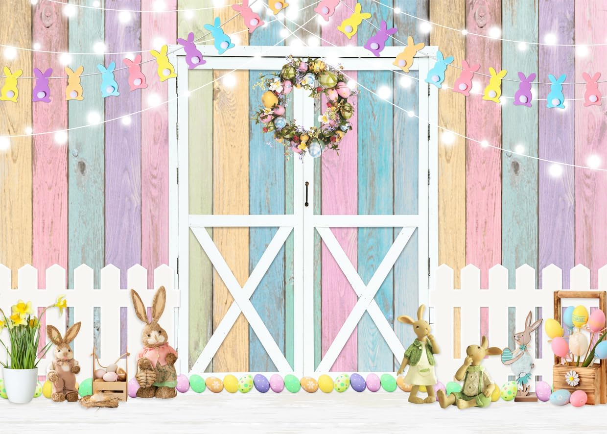 Amazon.com : Alltten 7x5ft Easter Photo Backdrop Spring Colorful Wooden ...