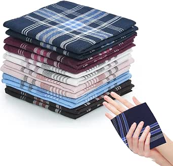 12 Pack Cotton Men's Handkerchiefs,Premium Soft Gents Checkered Hankies ...
