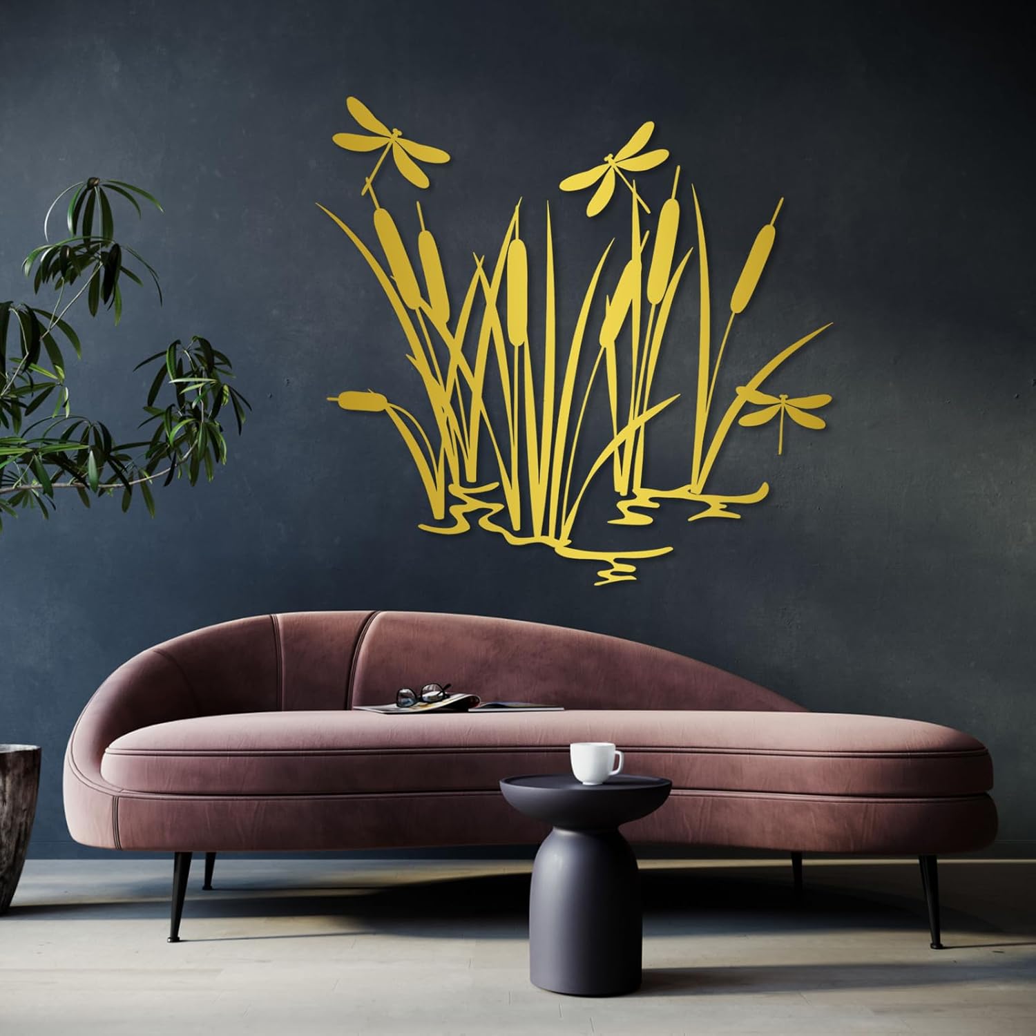 Amazon.com: SZI Metal Cattails & Dragonfly Wall Art – Rustic Farmhouse ...