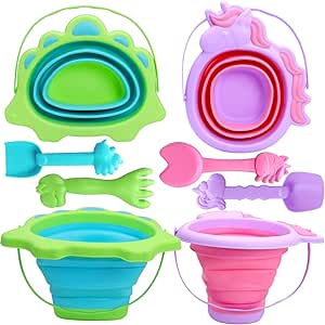 Amazon.com: wagkew 2 Packs Foldable Beach Bucket Set, 2.5L Multi ...