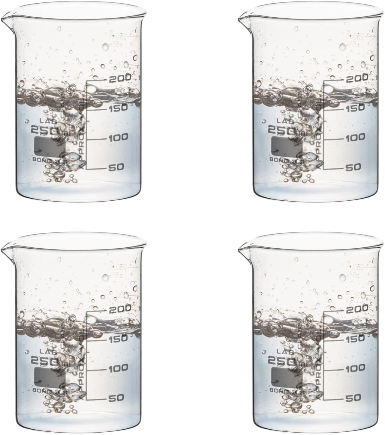 This-Trade - 4 x 250ml Lab glass Beaker Low Form Boro Glass with spout 250ml Scientific labglass ...