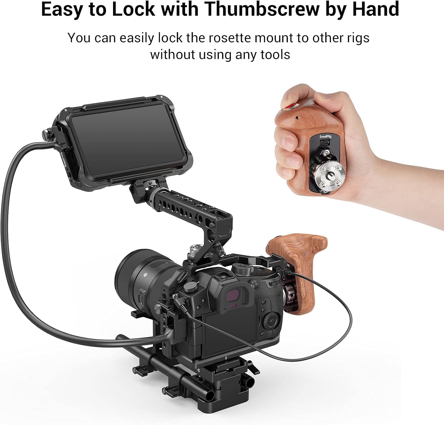 SMALLRIG Rosette Side Handle with Record Start/Stop Remote Trigger for ...