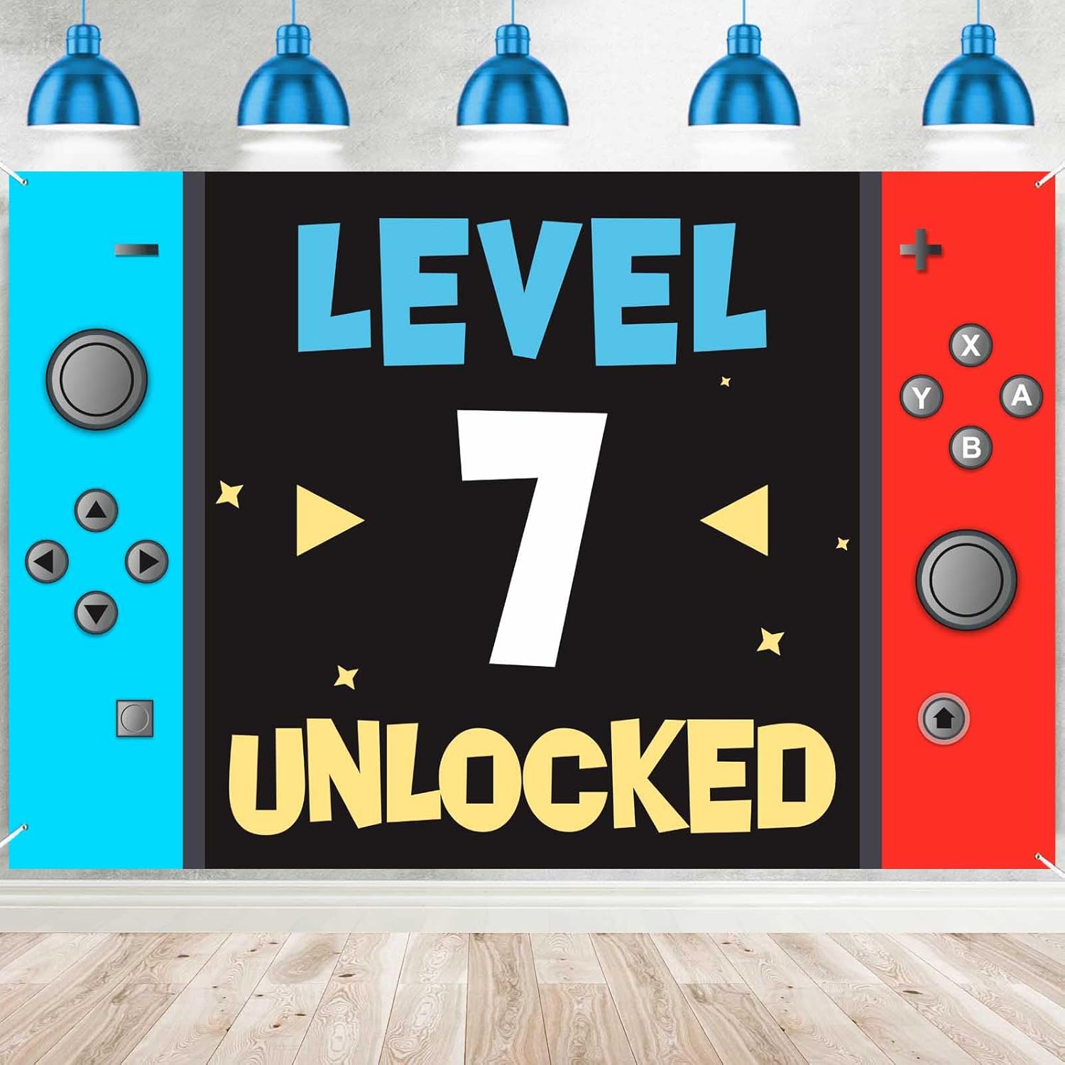 Amazon.com : Level Up Happy 7th Birthday Banner Backdrop Background ...