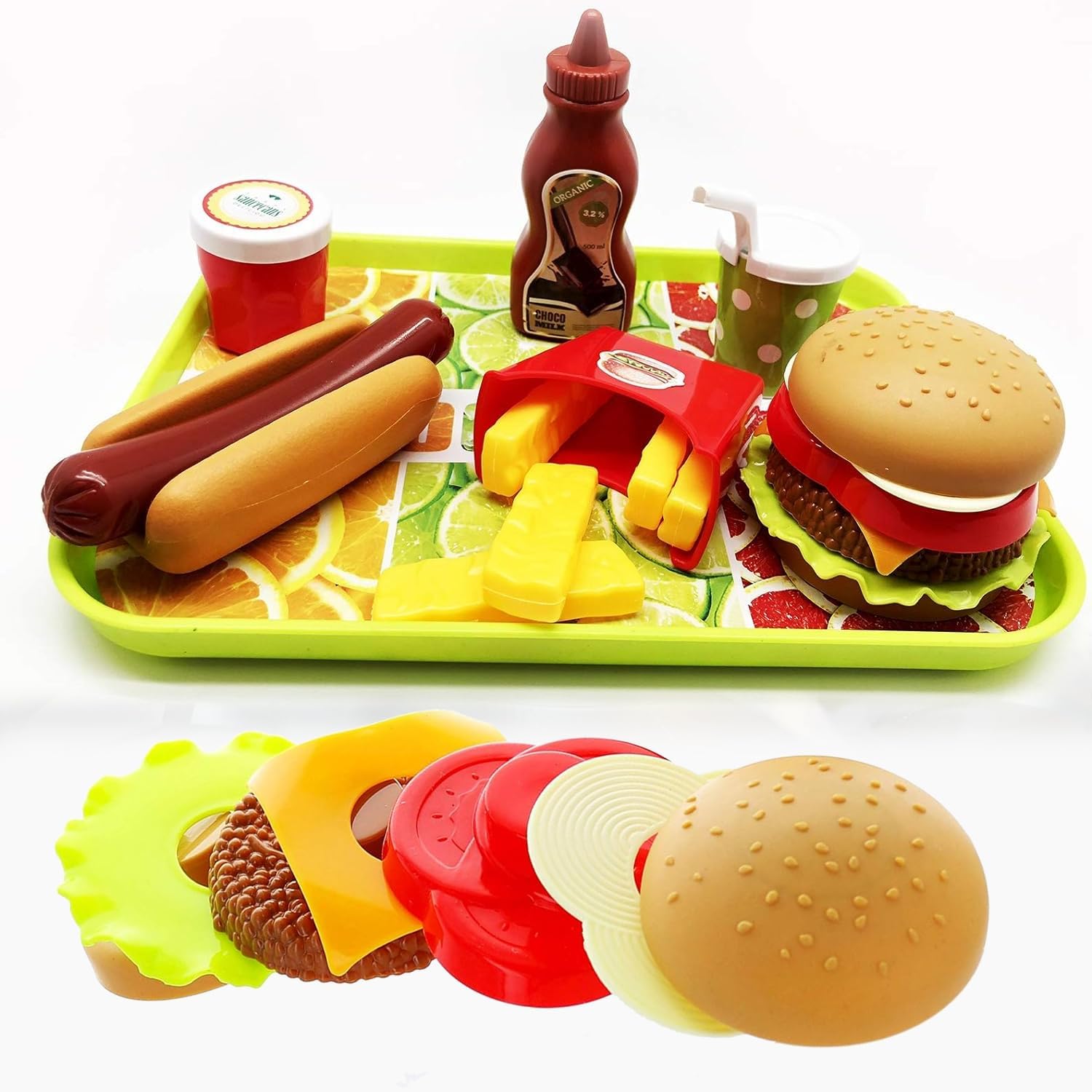 Amazon.com: GiftExpress Burger & Hot Dog Fast Food Cooking Play Set for ...