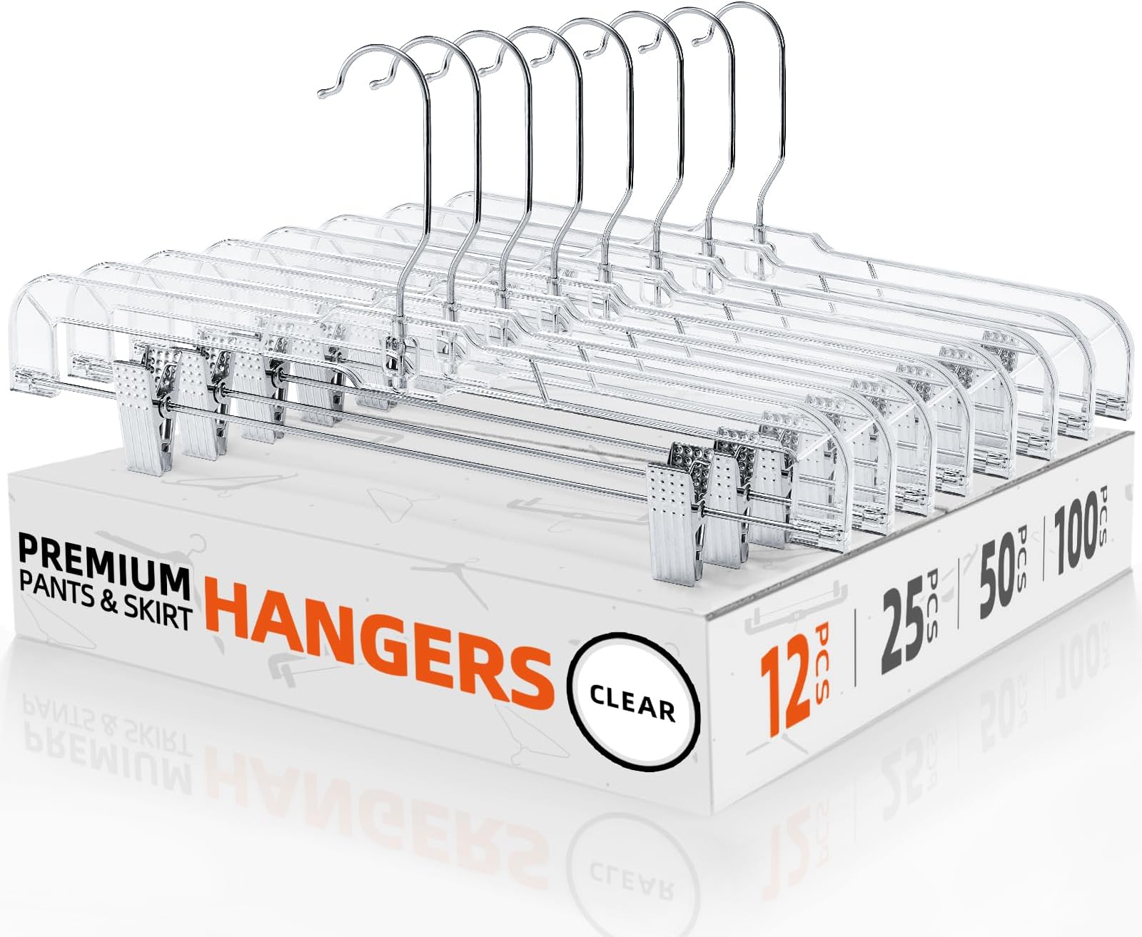 Amazon.com: HOUSE DAY 12 Pack 14 inch Clear Plastic Skirt Hangers with ...