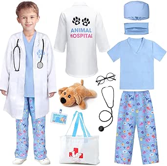 Amazon.com: G.C Kids Veterinarian Costume Toddler Doctor Kit Scrubs ...