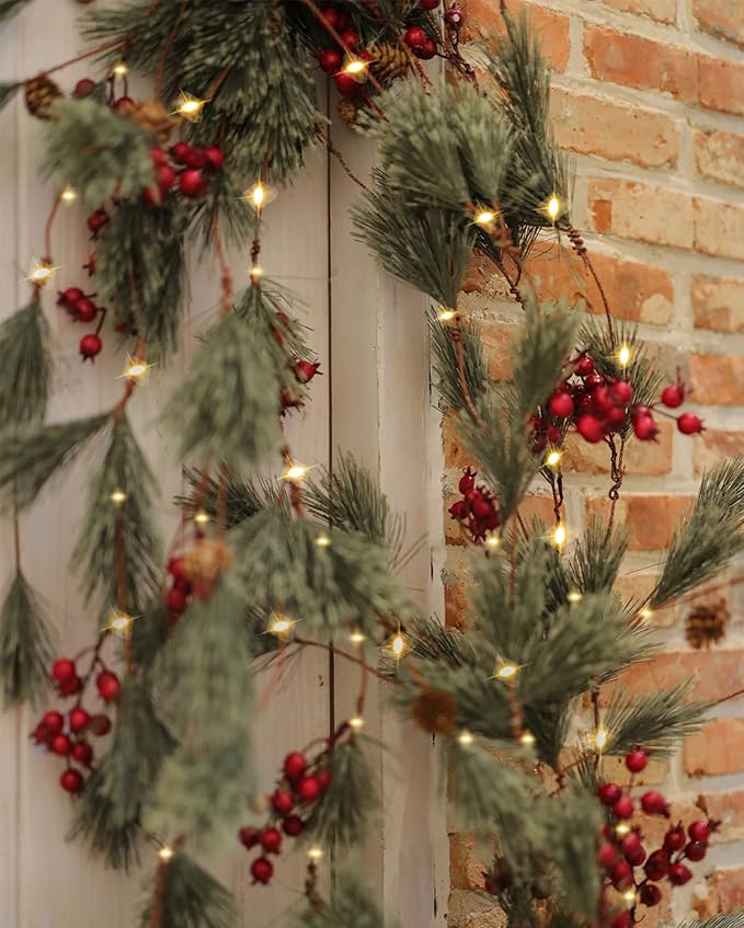 Amazon.com: 2PCS Christmas Garland with Led String Lights, MISSPIN 6FT ...