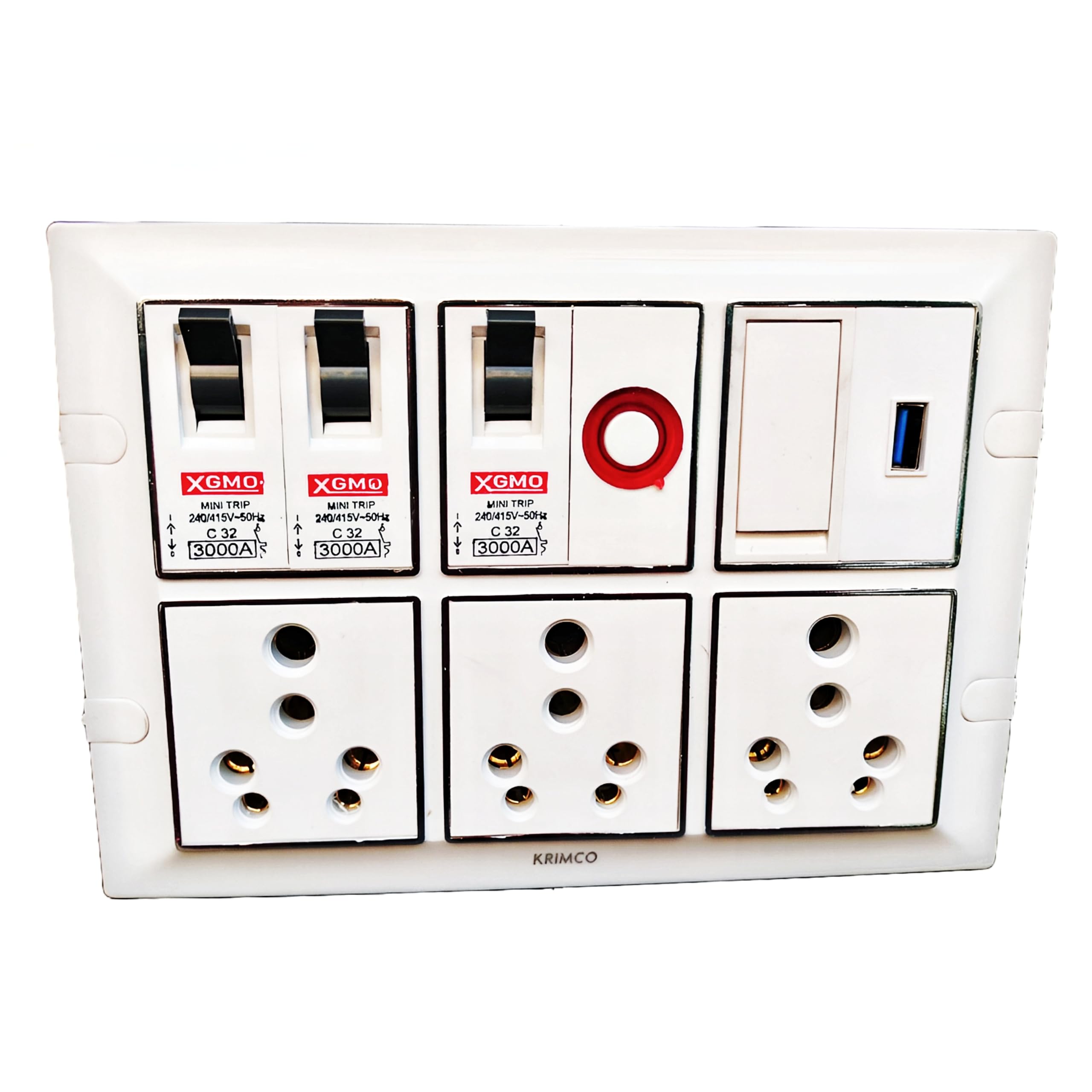 Buy Extension Board 16 amp Modular with USB Charger 3 Socket with MCB ...