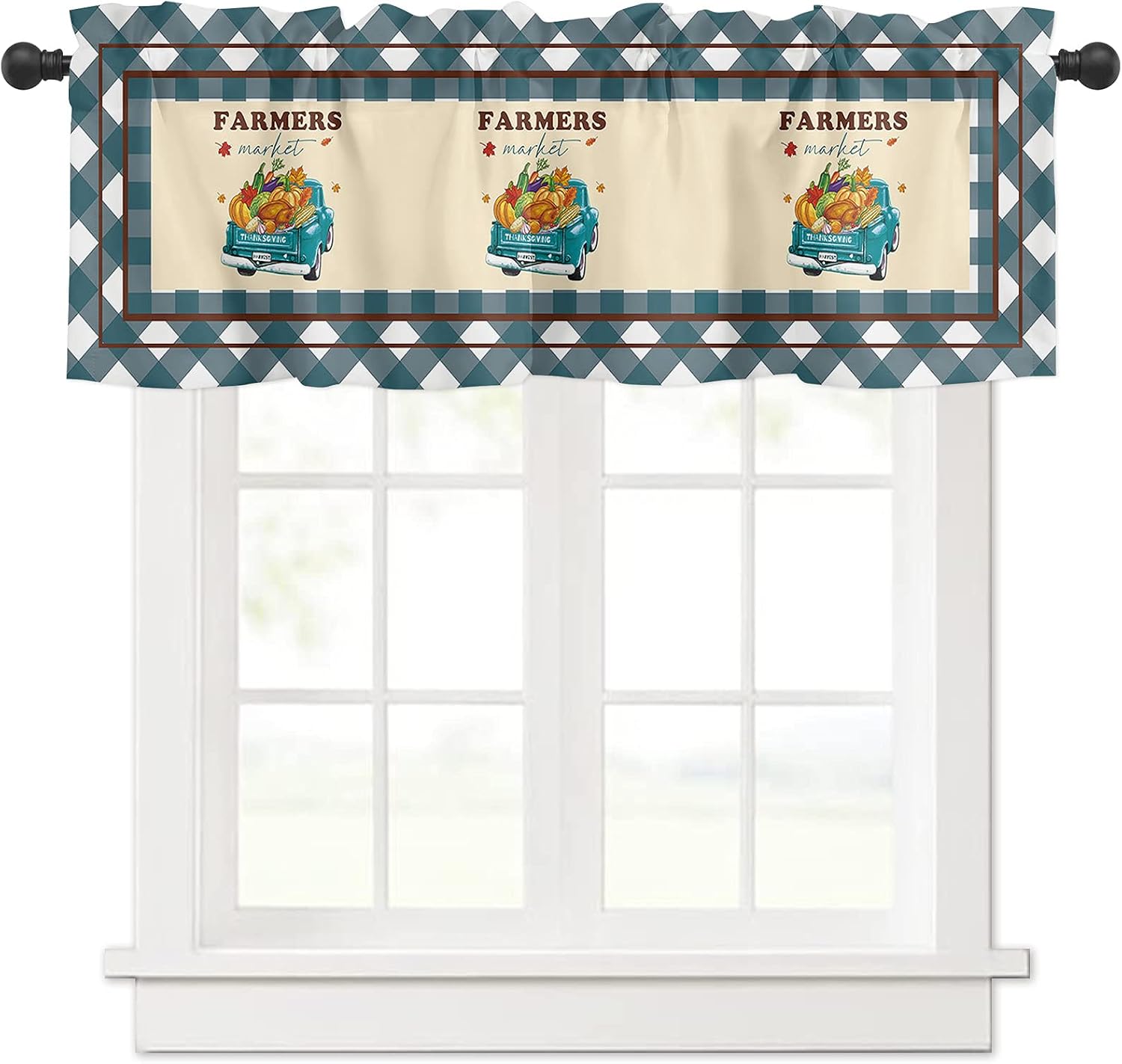 Amazon.com: Queen Area Rod Pocket Short Curtain Valances - Thanksgiving ...