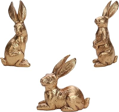 Amazon.com: TEAMWILL Small Brass Rabbit Figurine Rabbit Statue Ornament ...