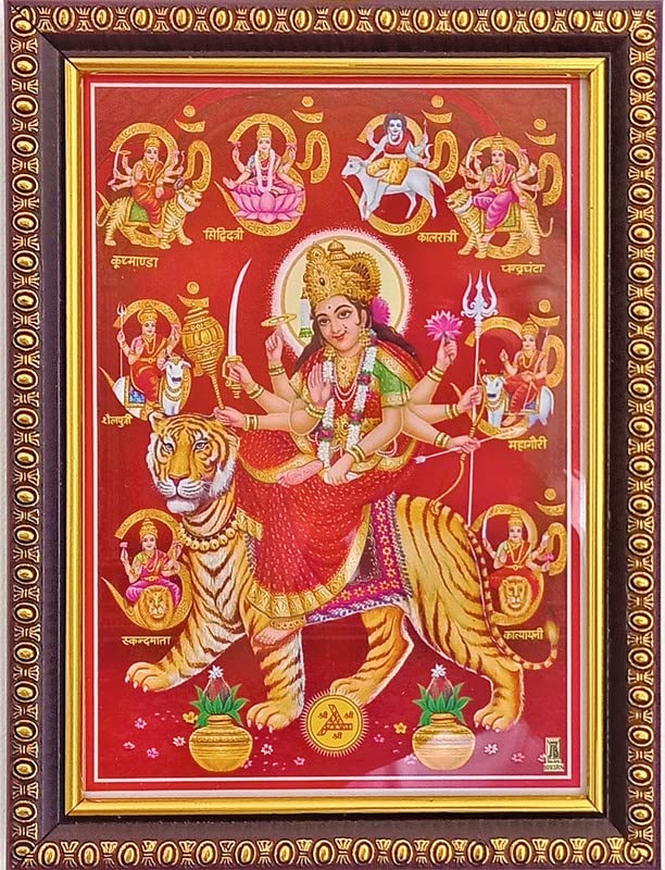 Shreya Arts Frame With Glass Wood Navadurga/Durga/Durga Devi/Maa Durga/Durga Matta Photo Frame ...