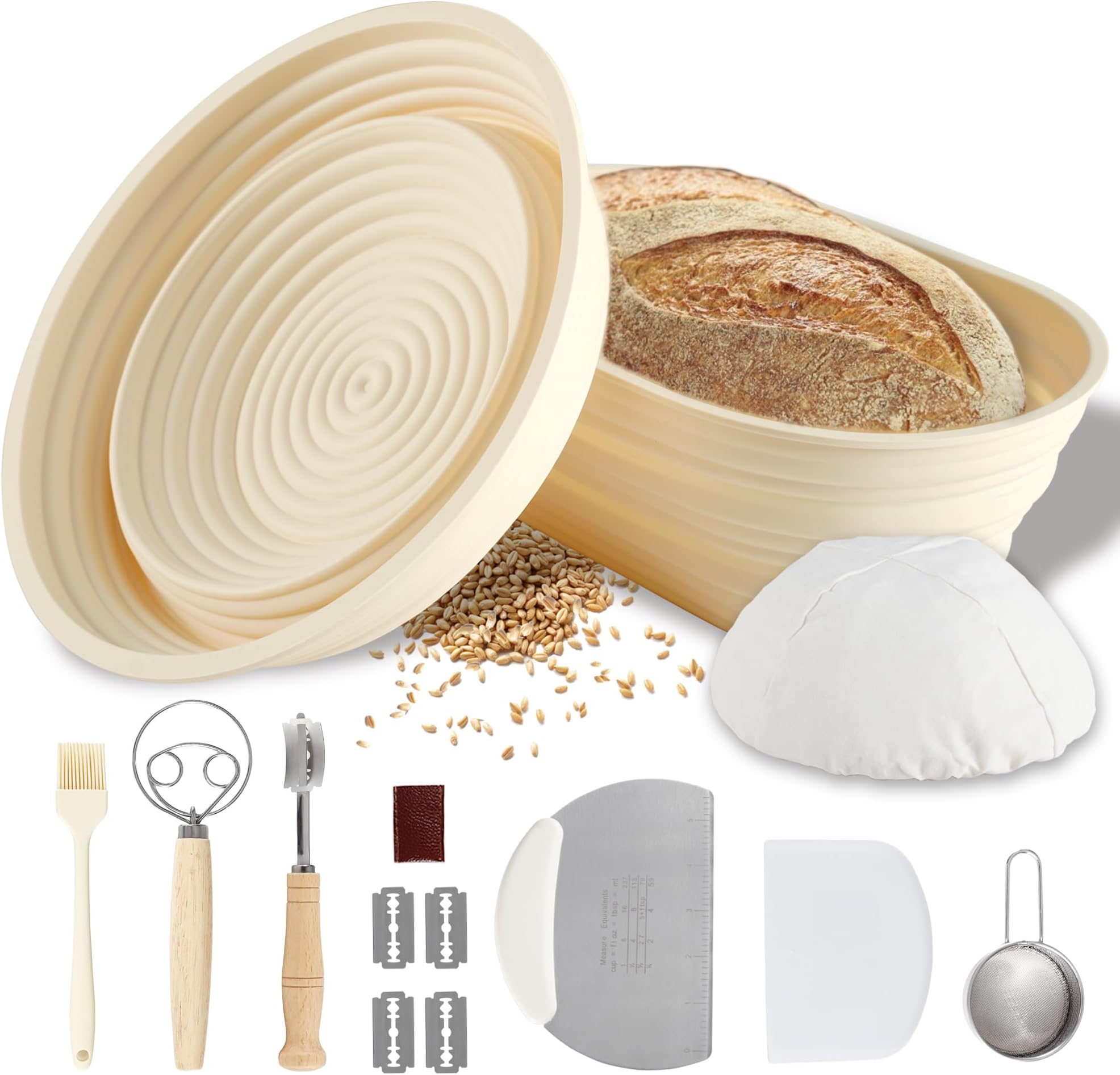 Amazon.com: KitchenThinker Banneton Bread Proofing Basket, Sourdough ...