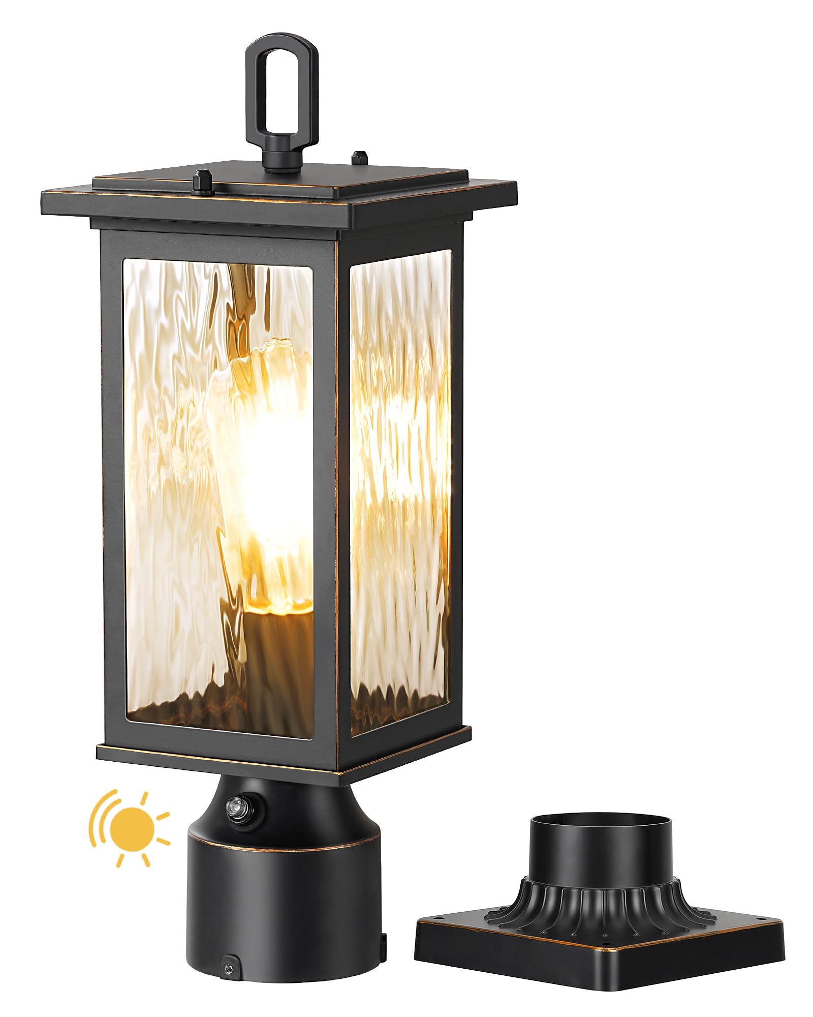EDISHINE Dusk to Dawn Outdoor Post Light, Pole Light Fixture with Pier ...