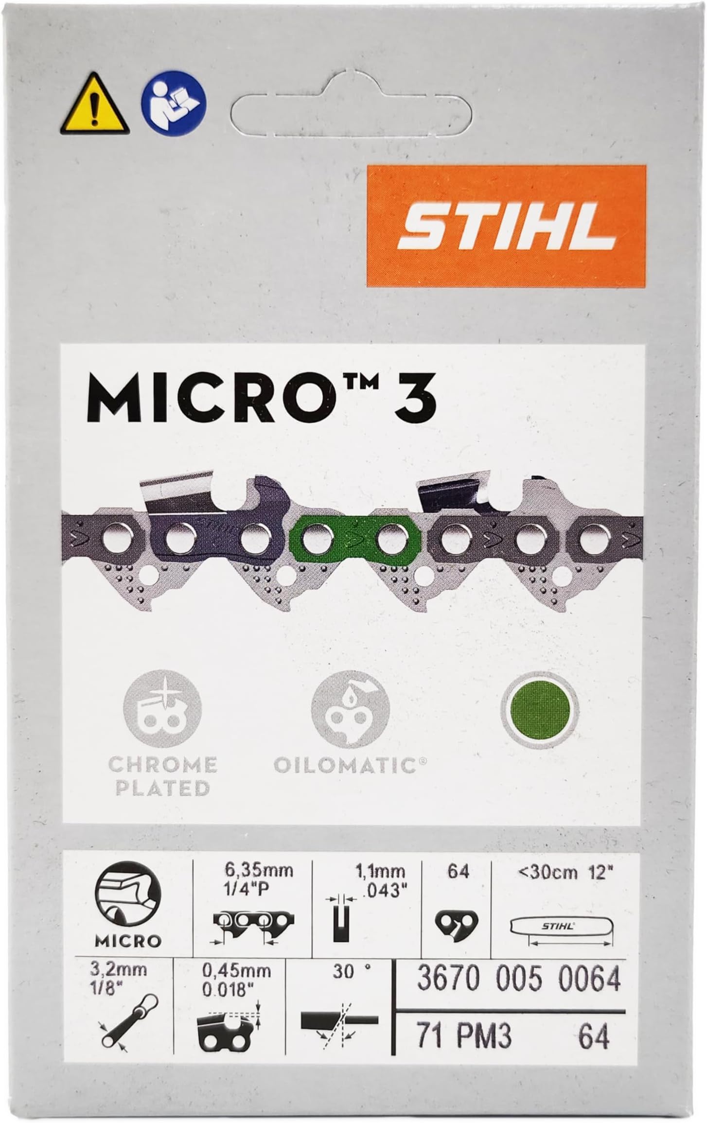 Amazon.com: Genuine OEM 12" Chainsaw Chain 0.25" Pitch (1/4"), 0.043 ...