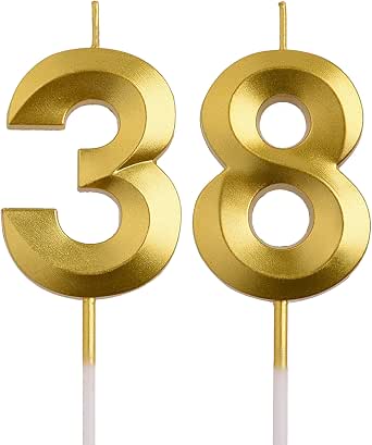 Amazon.com: AOOLADA 38th 83rd Birthday Candles, Gold 83 38 Year Old ...