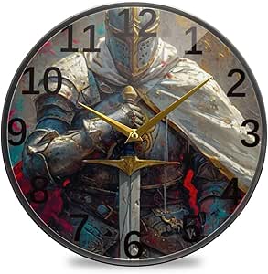 YMGQYJ Medieval Knight Print Wall Clock 9.5 Inch Silent Round Desk ...