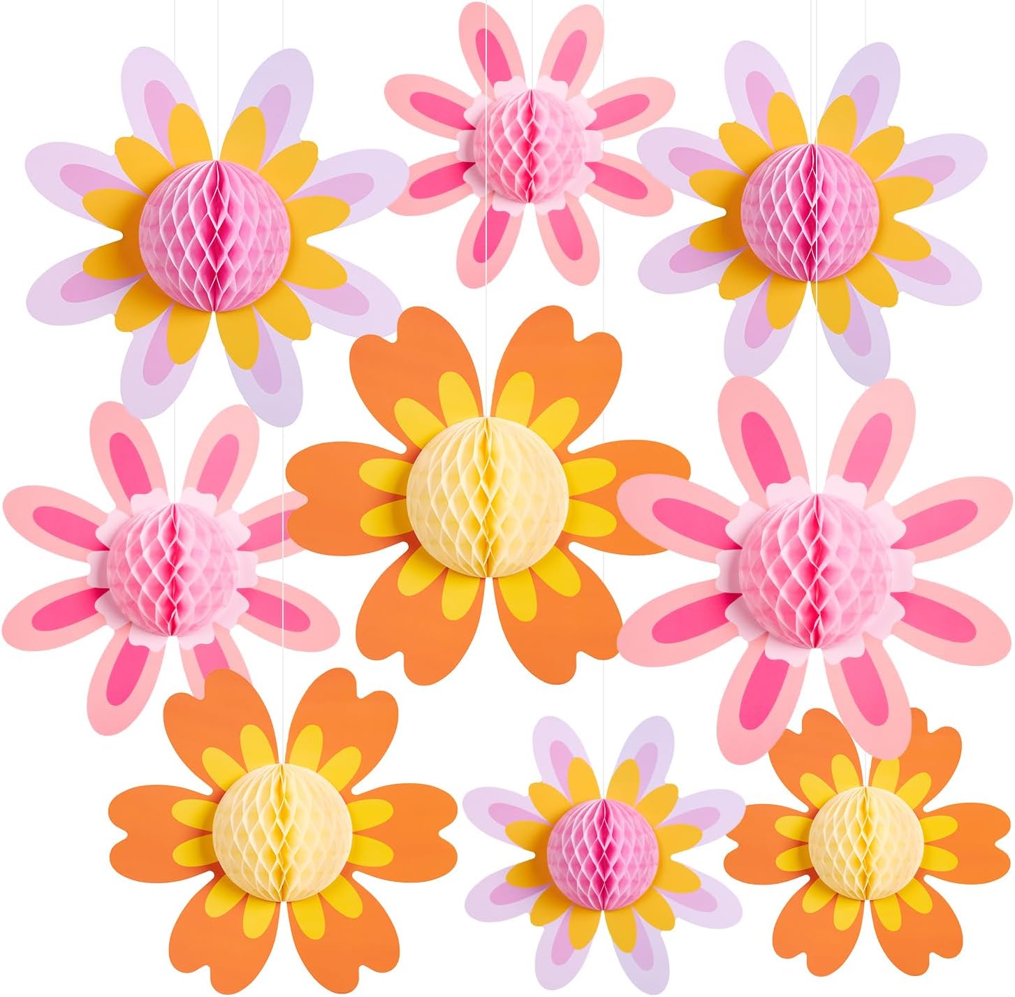 SUNBEAUTY 9 PCS 10 Inches Daisy Party and Spring Decorations - Groovy ...