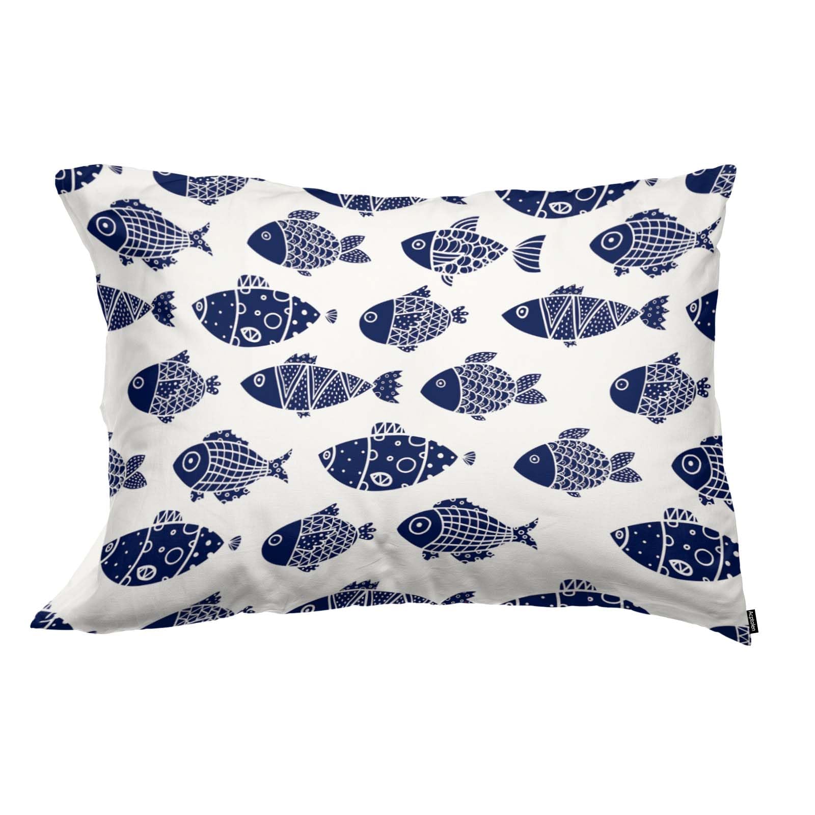 Amazon.com: Acptolen Blue Fish Pillow Cover Marine Sea Life Cute Fishes ...